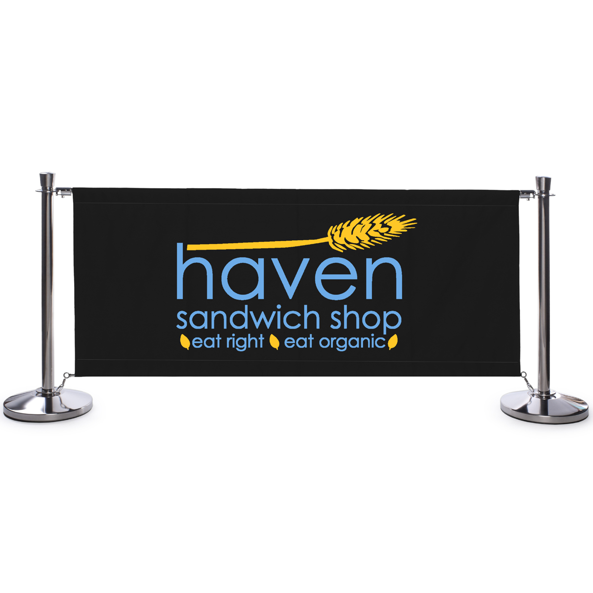 Crowd Control Arrangements | Black Banners with Stanchions | Displays2Go