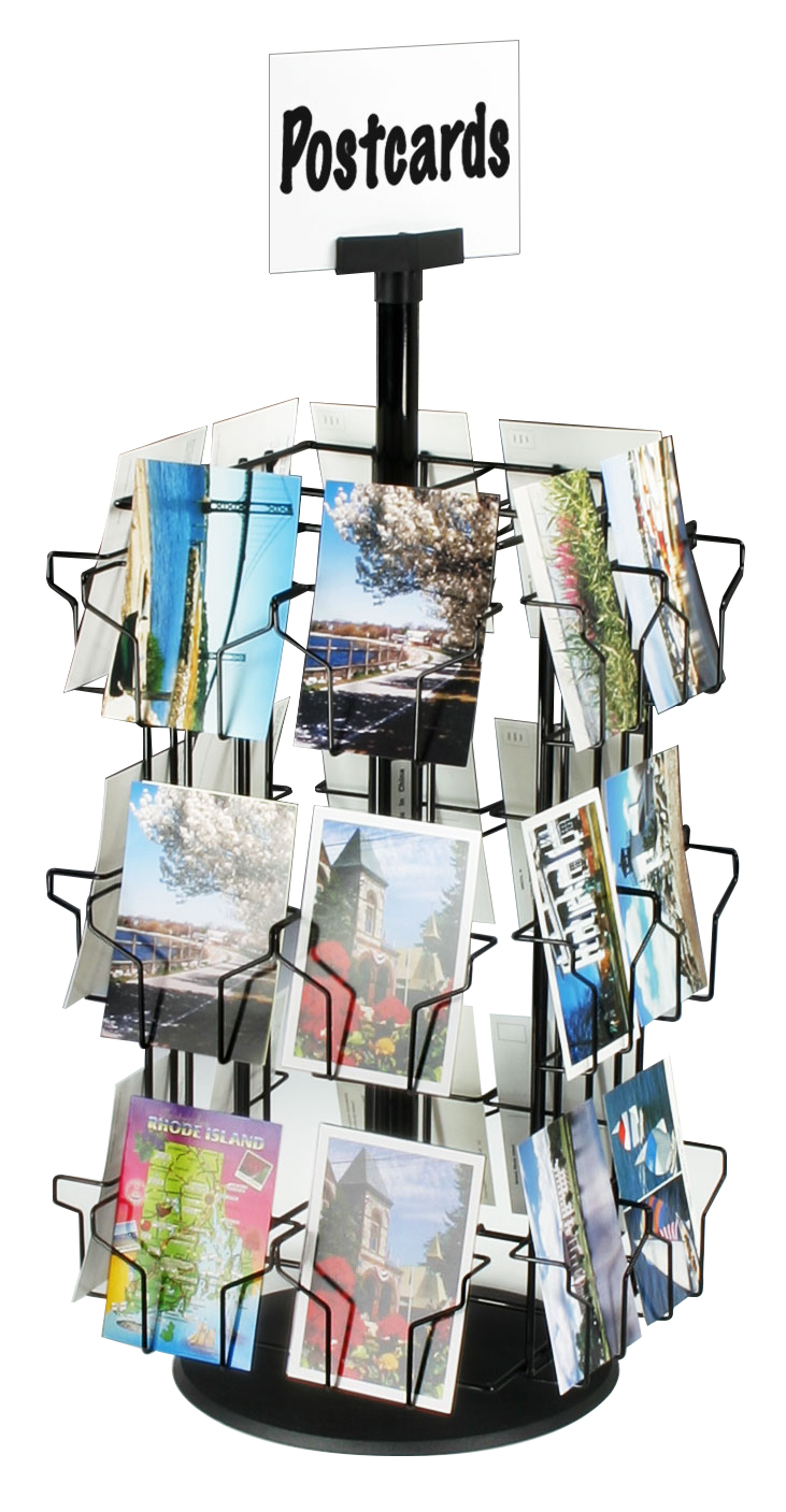 Post Card Stand | Rotating w/ Sign Clip, 24 Pockets | Displays2Go