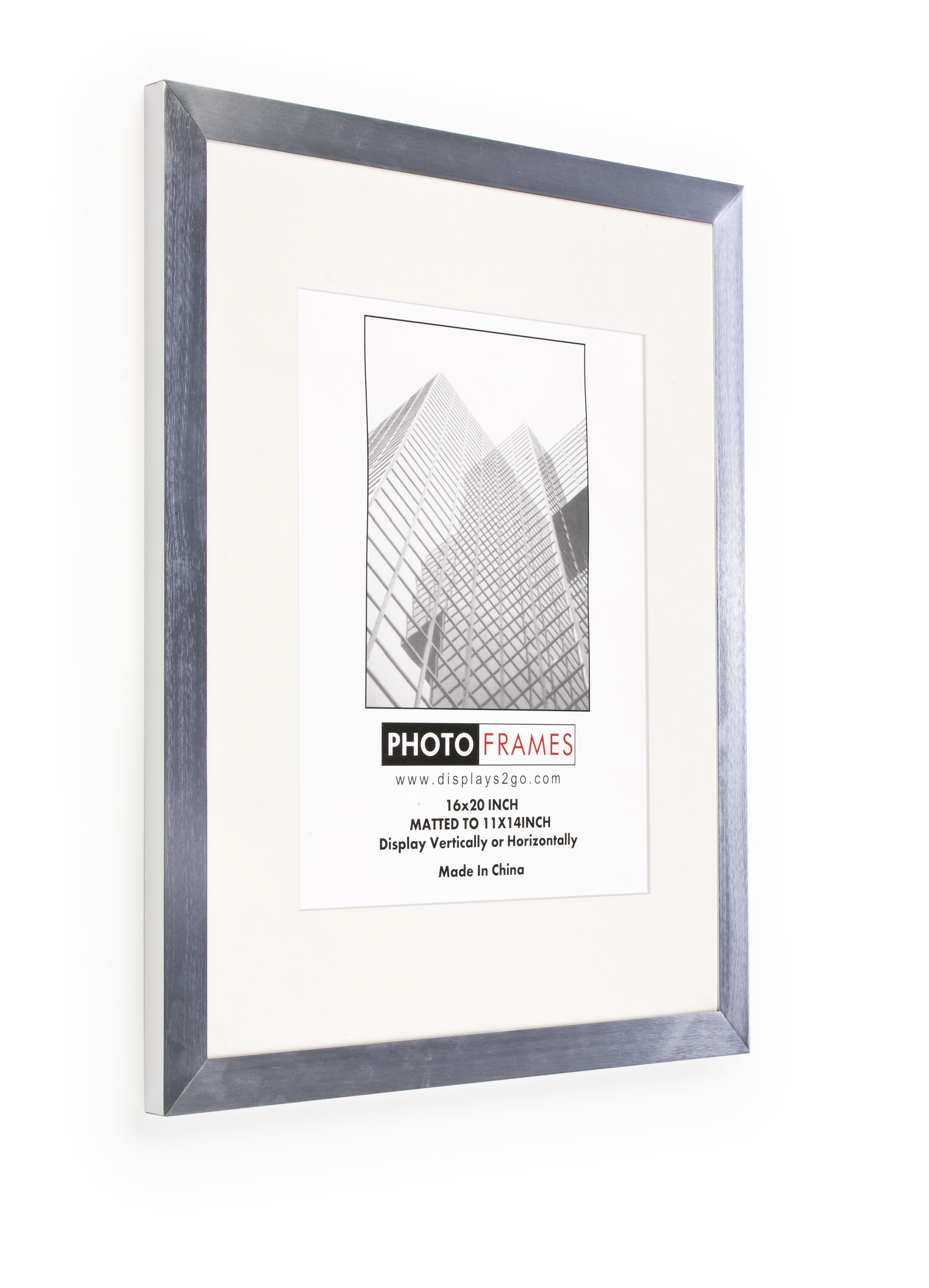 Silver Picture Frame - Brushed Aluminum Finish & Wide Profile | Displays2Go