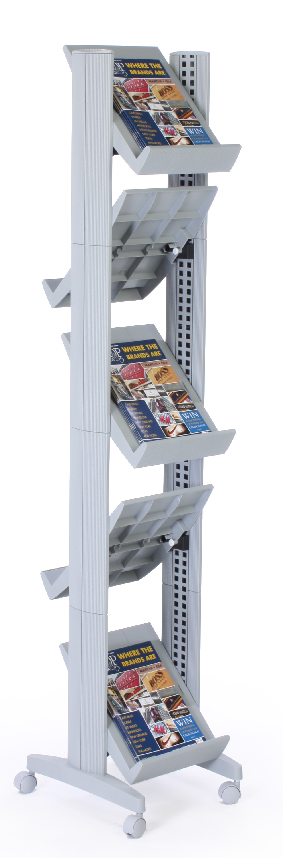 Free Standing Magazine Racks - (5) Height Adjustable Shelves | Displays2Go