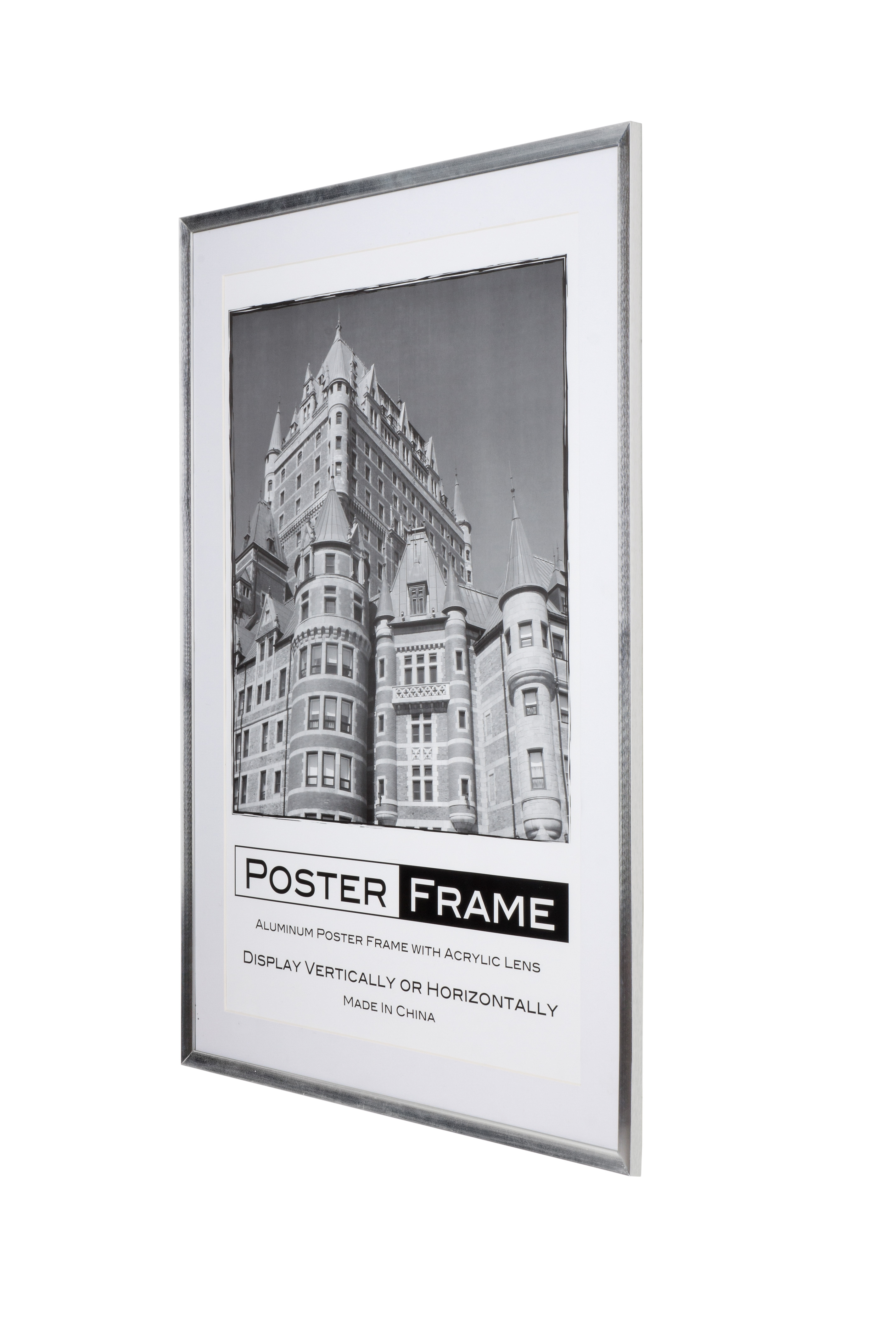 40x27 Poster Frame with Silver Edges & (2) Display Mats | Displays2Go