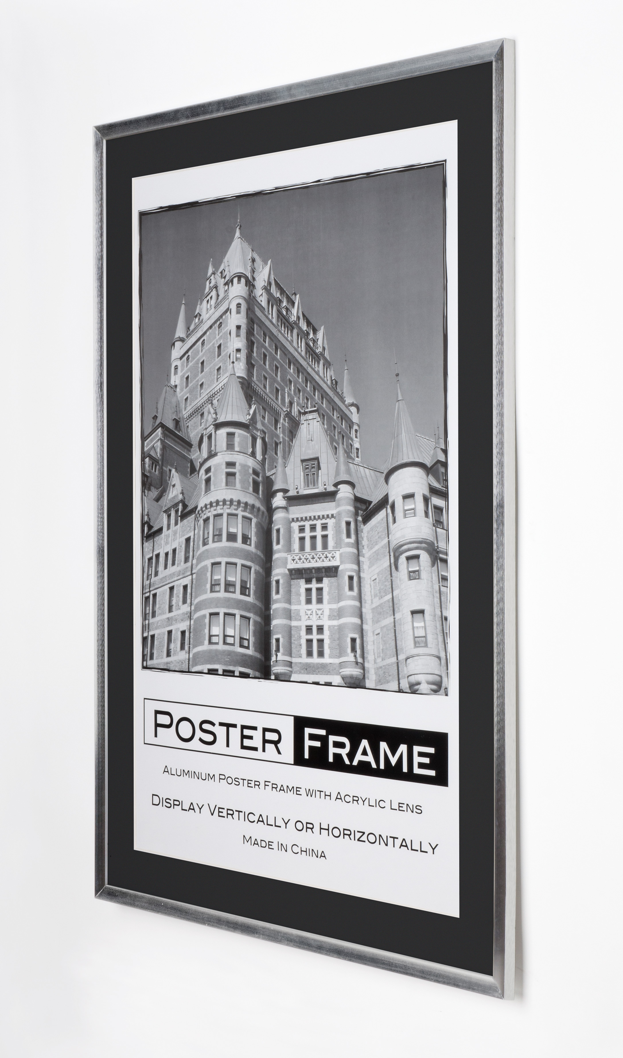 40x27 Poster Frame with Silver Edges & (2) Display Mats | Displays2Go