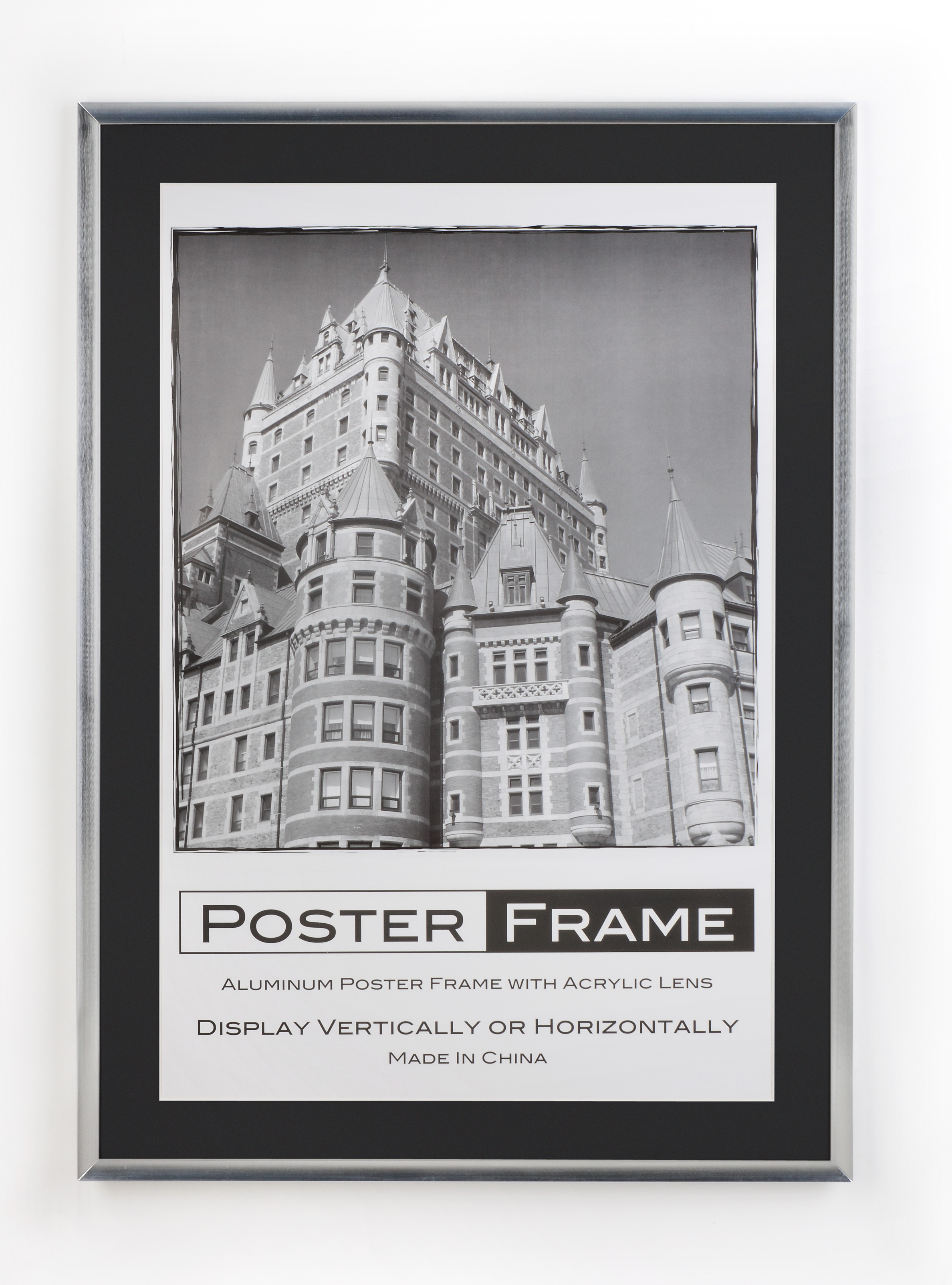 40x27 Poster Frame with Silver Edges & (2) Display Mats | Displays2Go