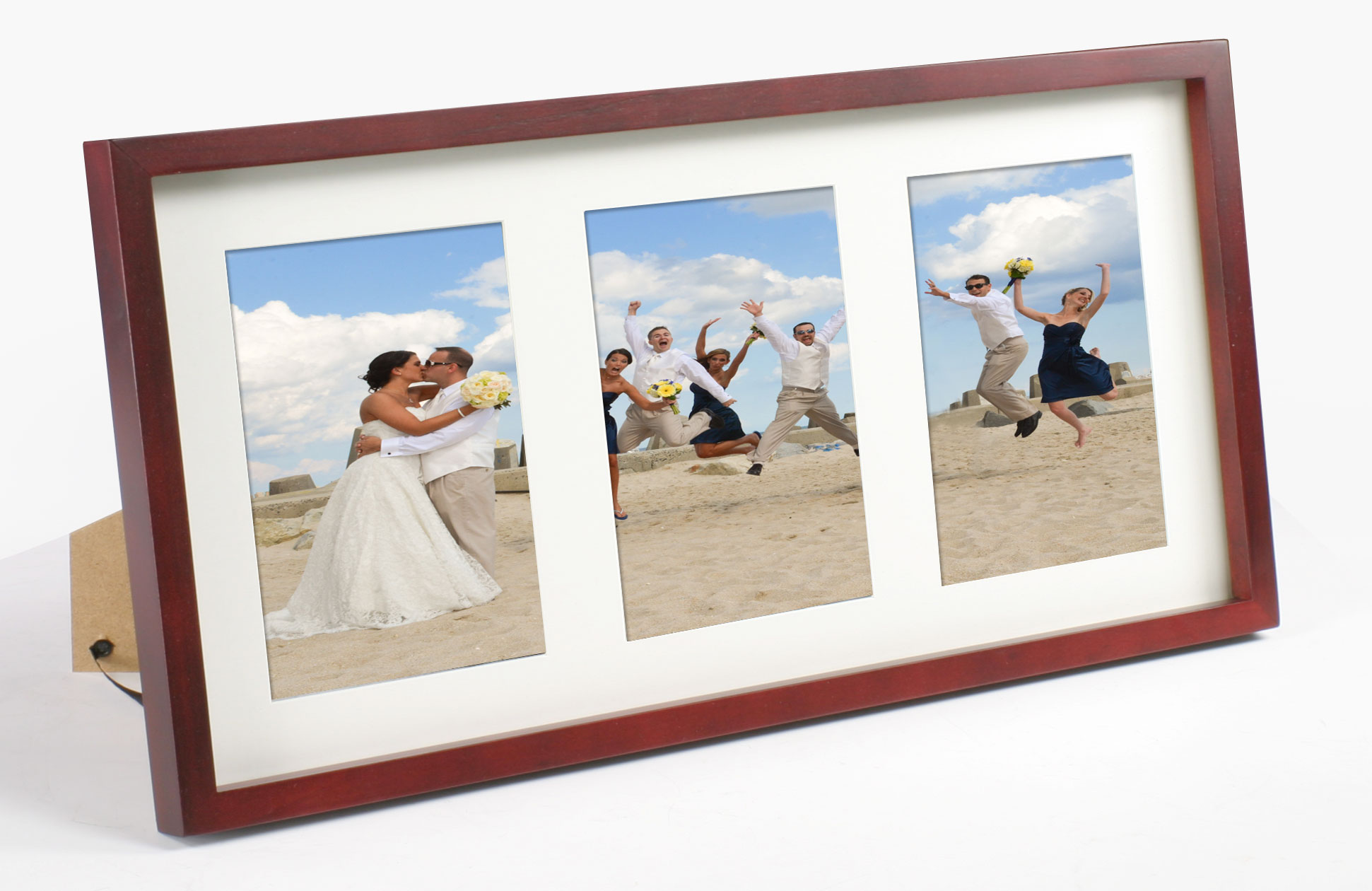 Matted Collage Frames | Mahogany - Holds 3 Prints | Displays2Go