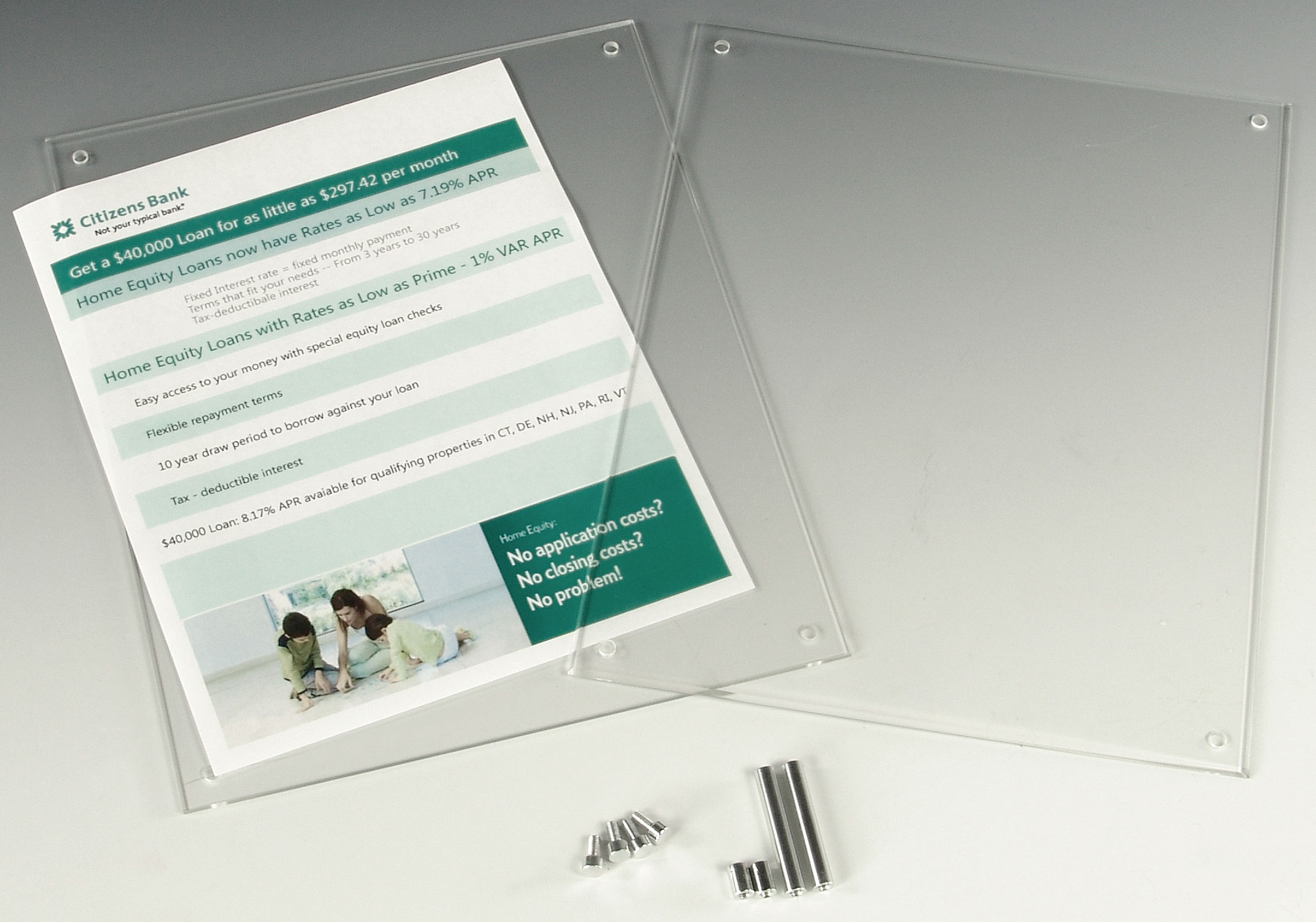 Acrylic Photo Frame w/ Metal Studs for 8.5 x 11 Graphics | Displays2Go