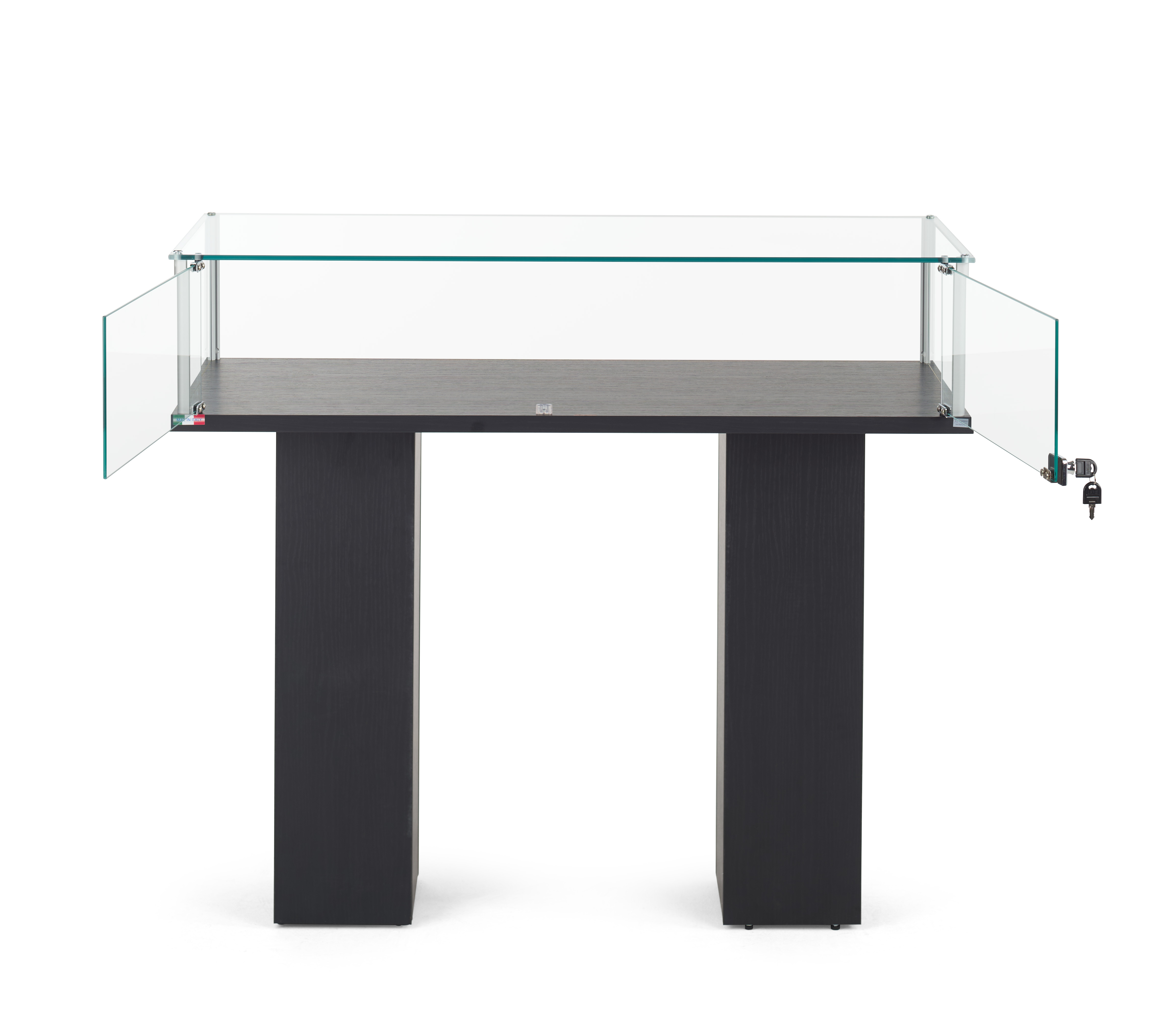 Glass Pedestal Showcase | Tempered Glass Case - Black Veneer Finish ...