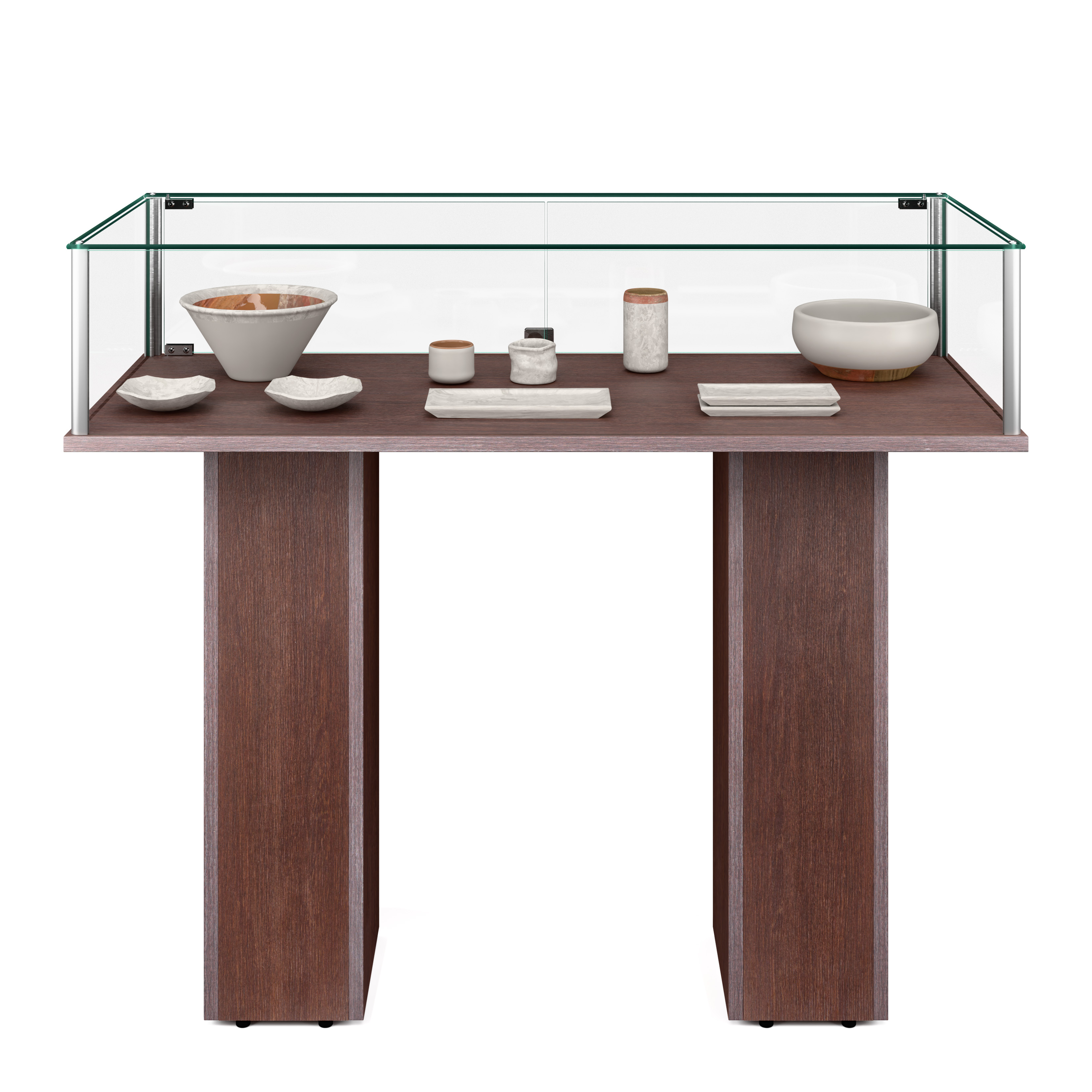 Commercial Display Case | Glass Panels, Wenge Veneer Finish | Displays2Go