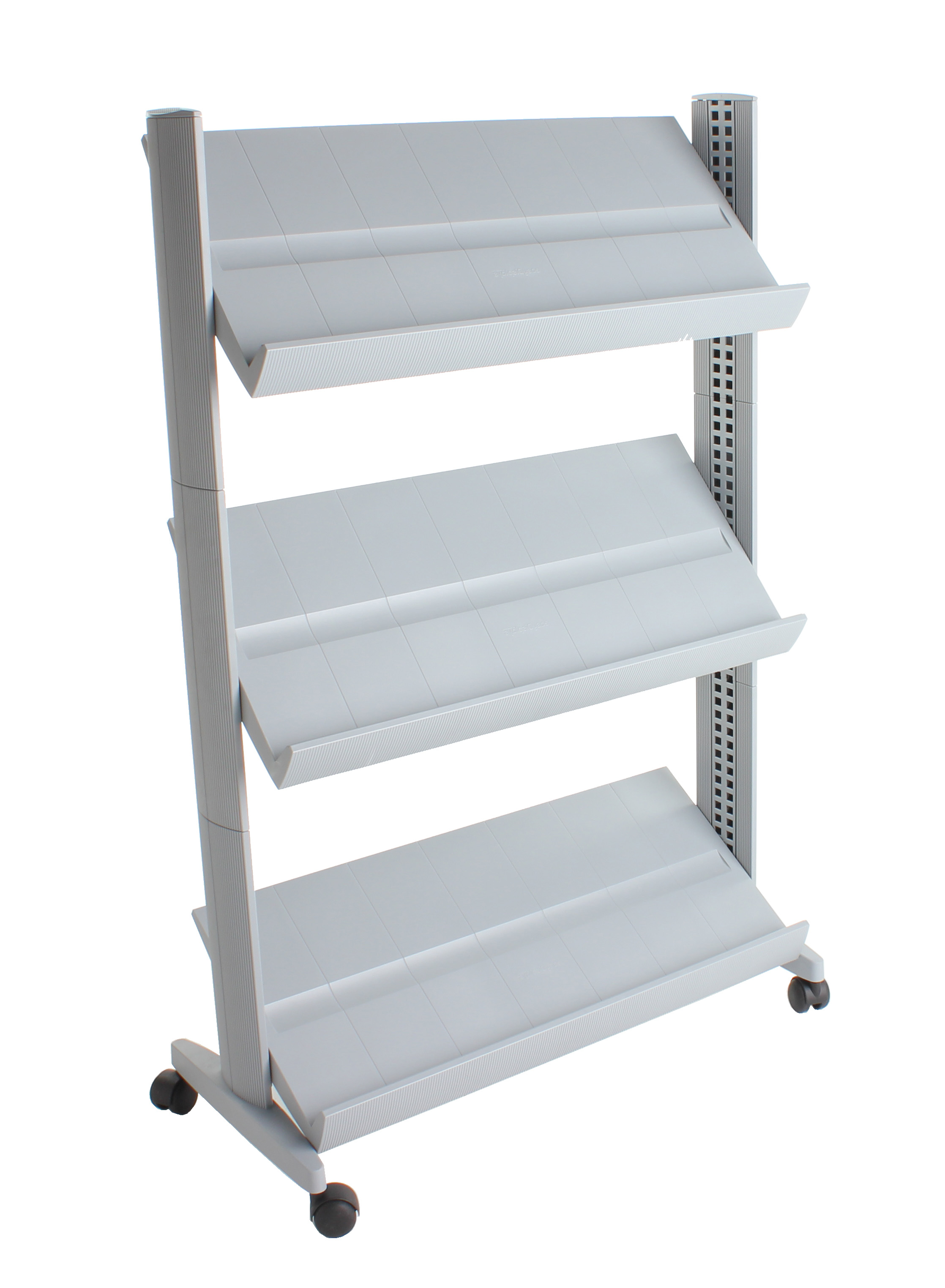 Mobile Literature Rack - (3) Adjustable Shelves, Silver Casters ...