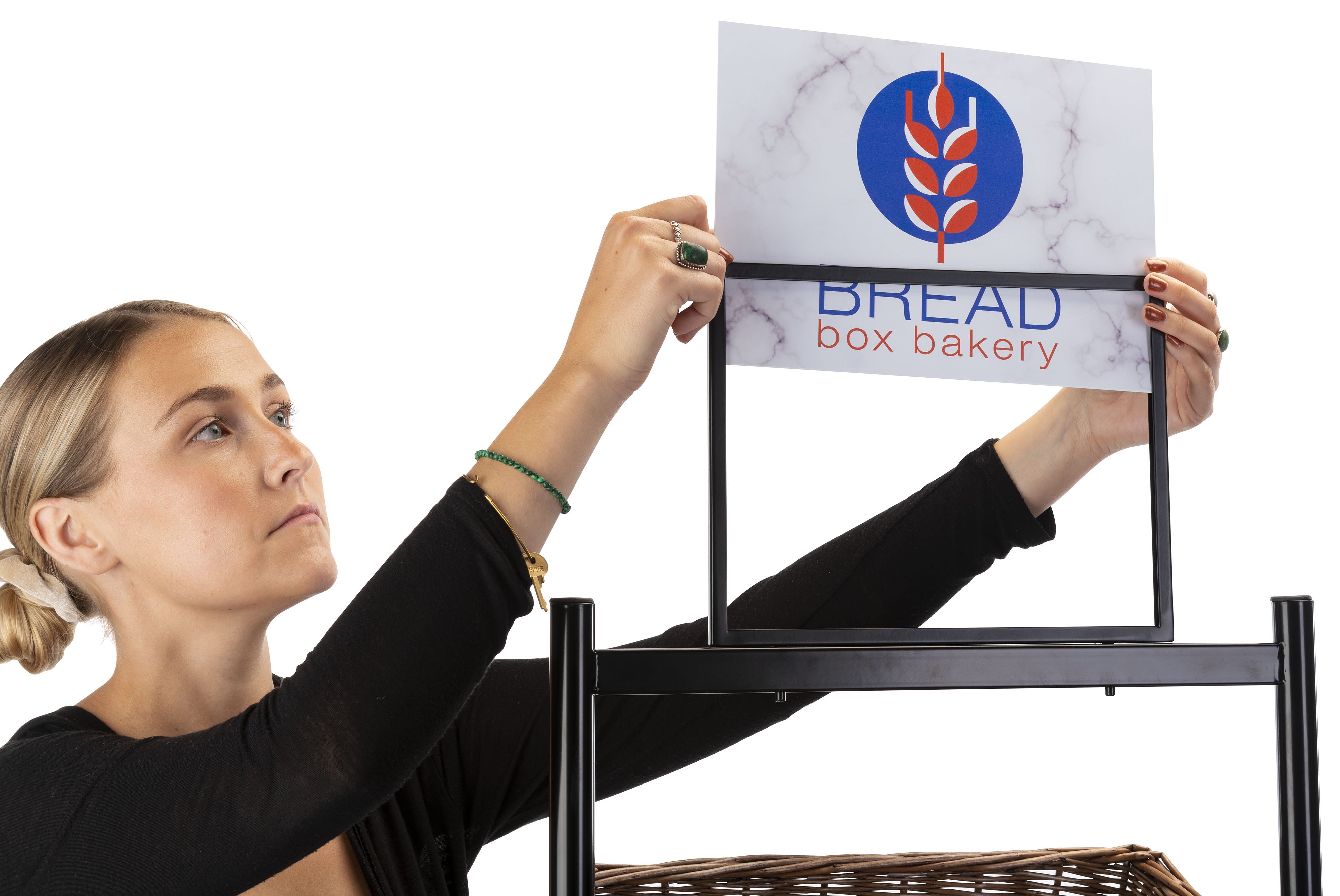 4 Tier Basket Floor Stand | Set of Four Wicker Baskets | Displays2Go