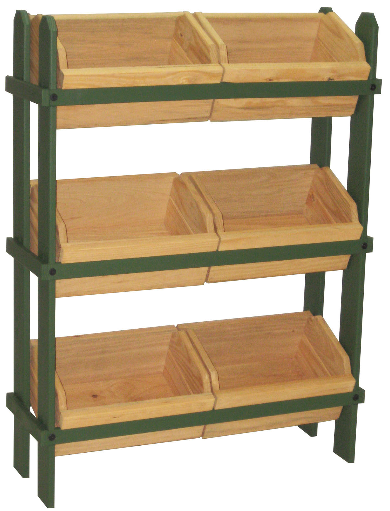 Wood Crate Stand | 3-Tier Green Frame | Displays2Go
