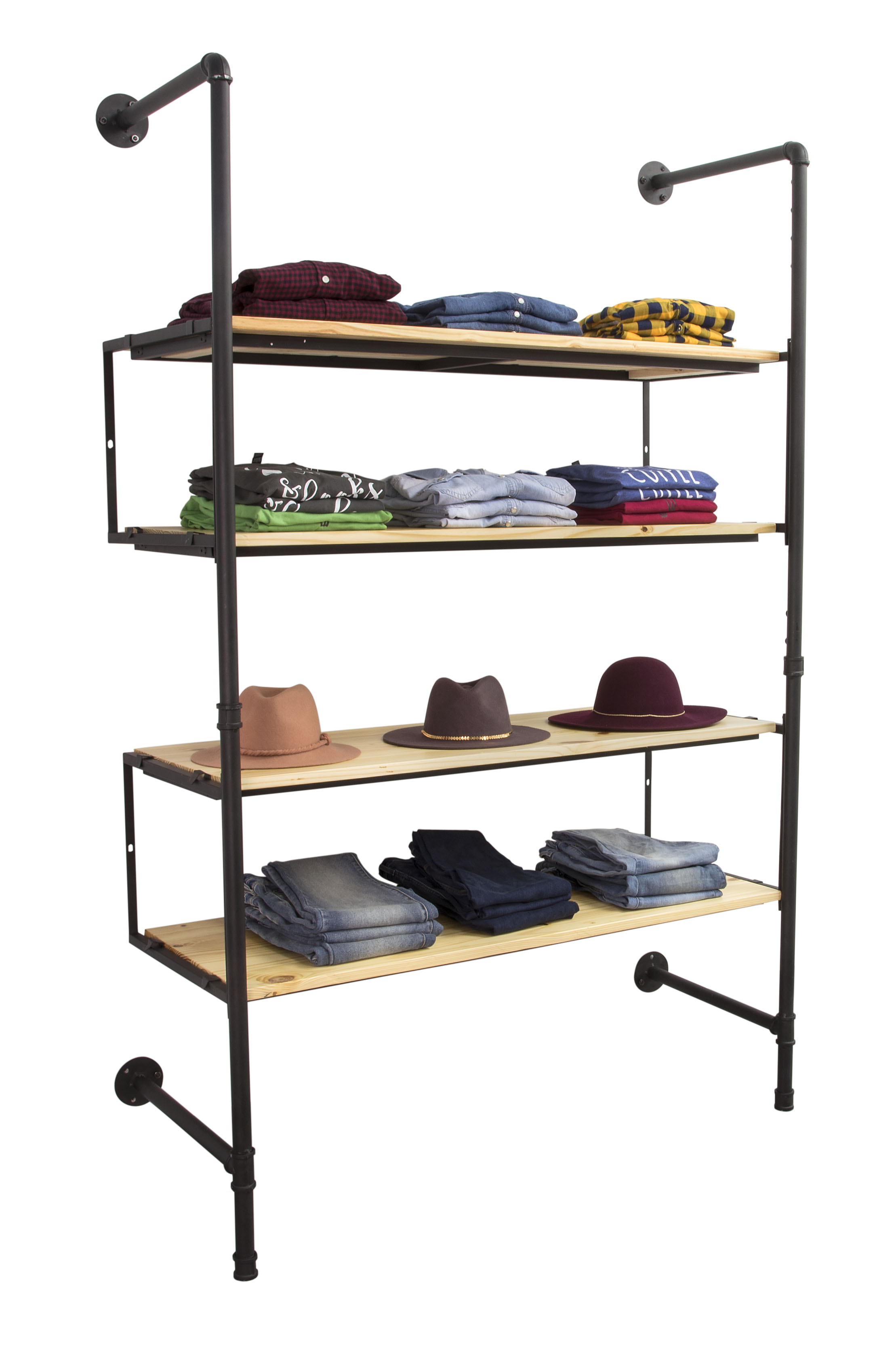 Industrial Pipe Shelving Wall Unit | Adjustable Accessory Height ...