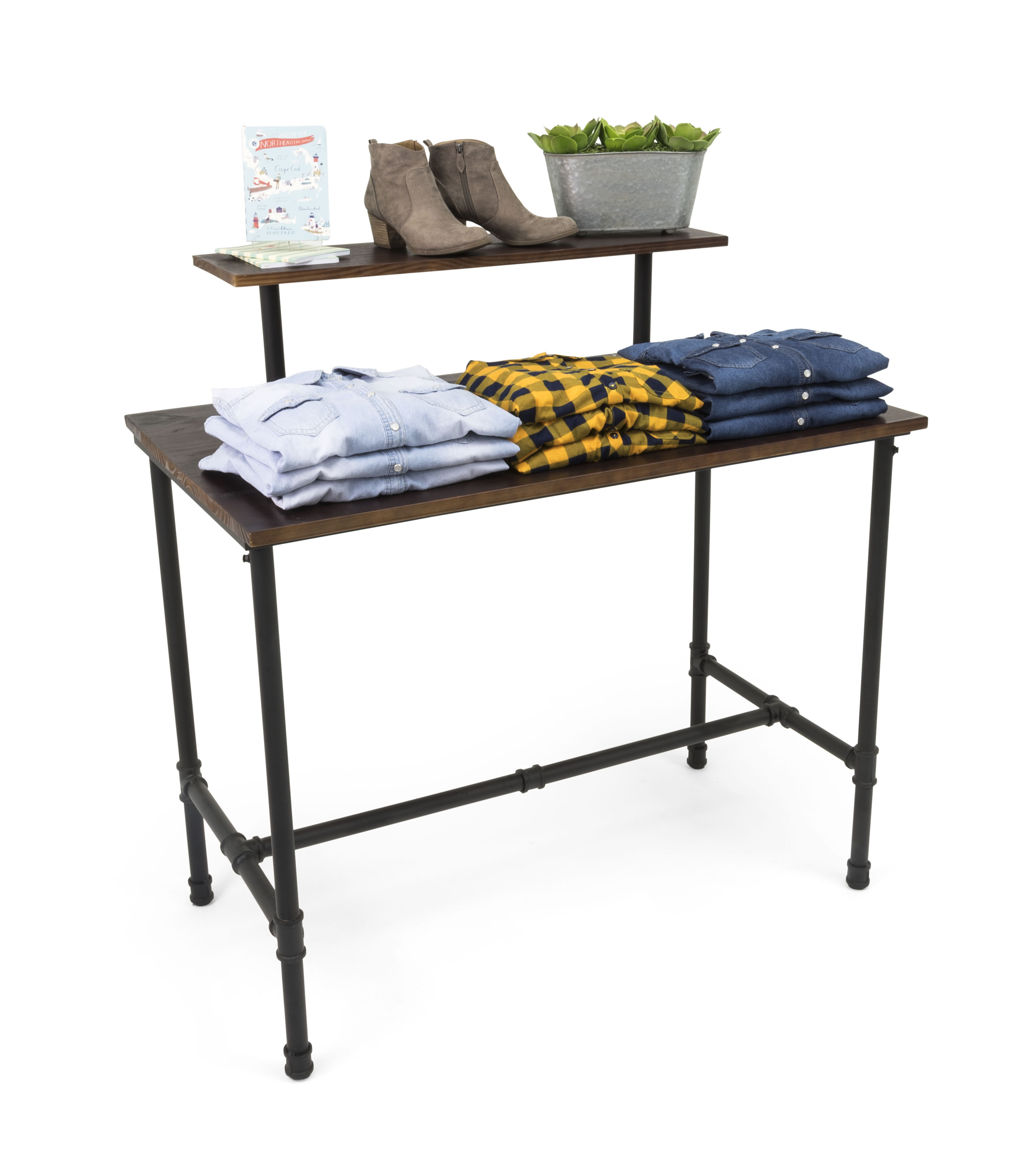 Large Pipe Display Table | Pine wood Surface | Displays2Go