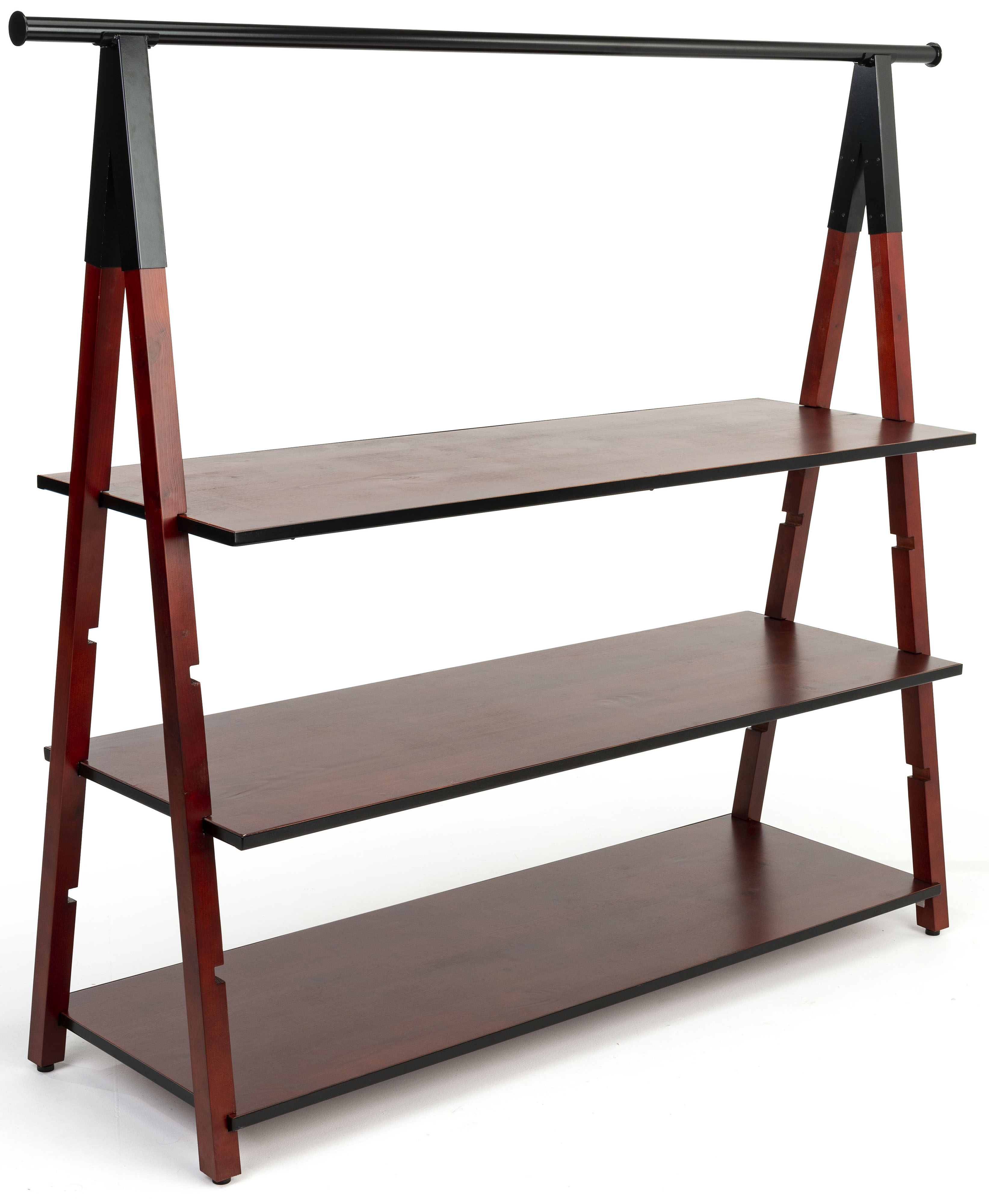 Wooden A-Frame Clothes Rail | Rustic Wood Shelving w/ Metal Rail ...