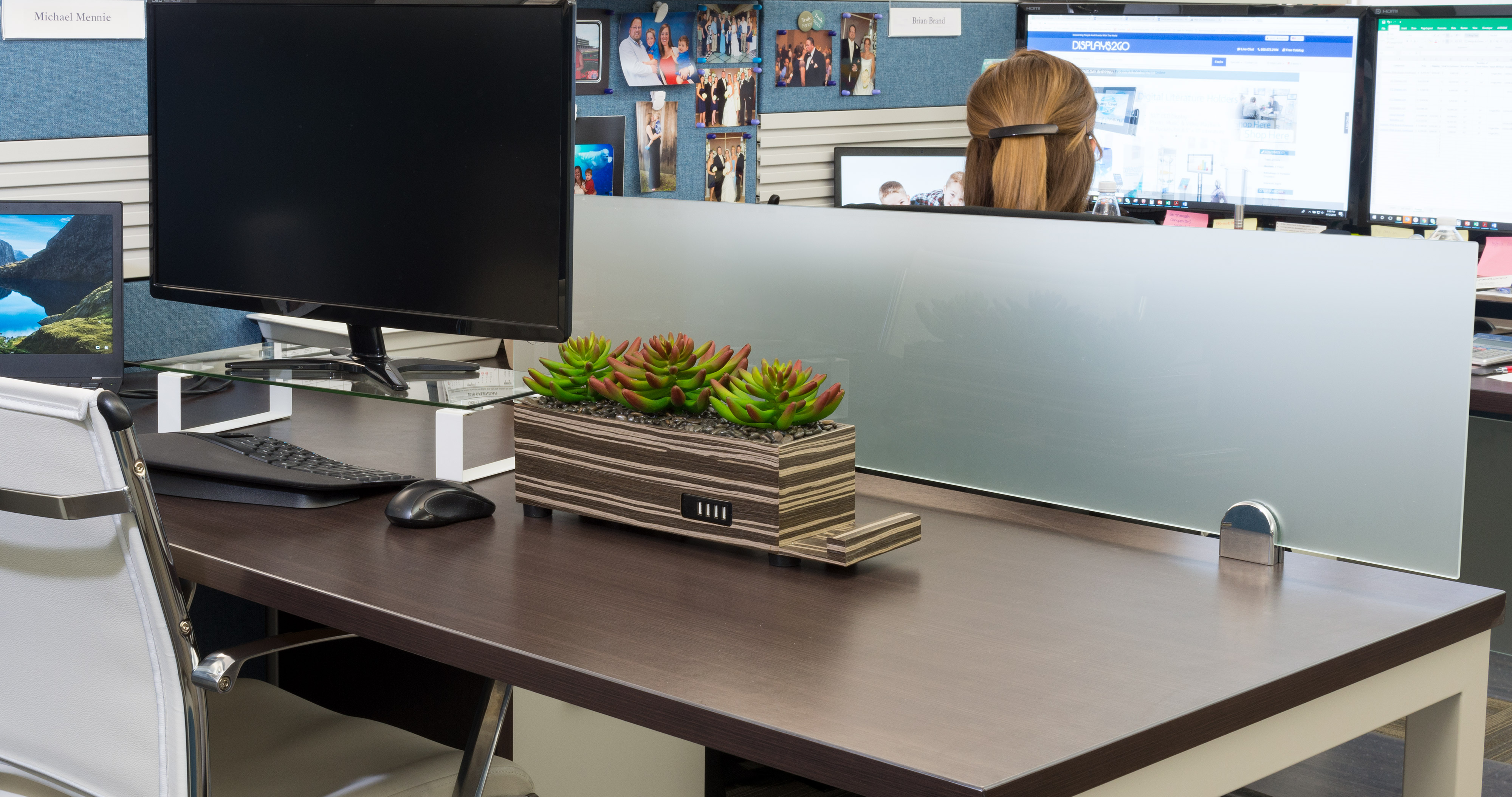 Desk Mounted Privacy Screen | 12" x 48" Partition | Displays2Go