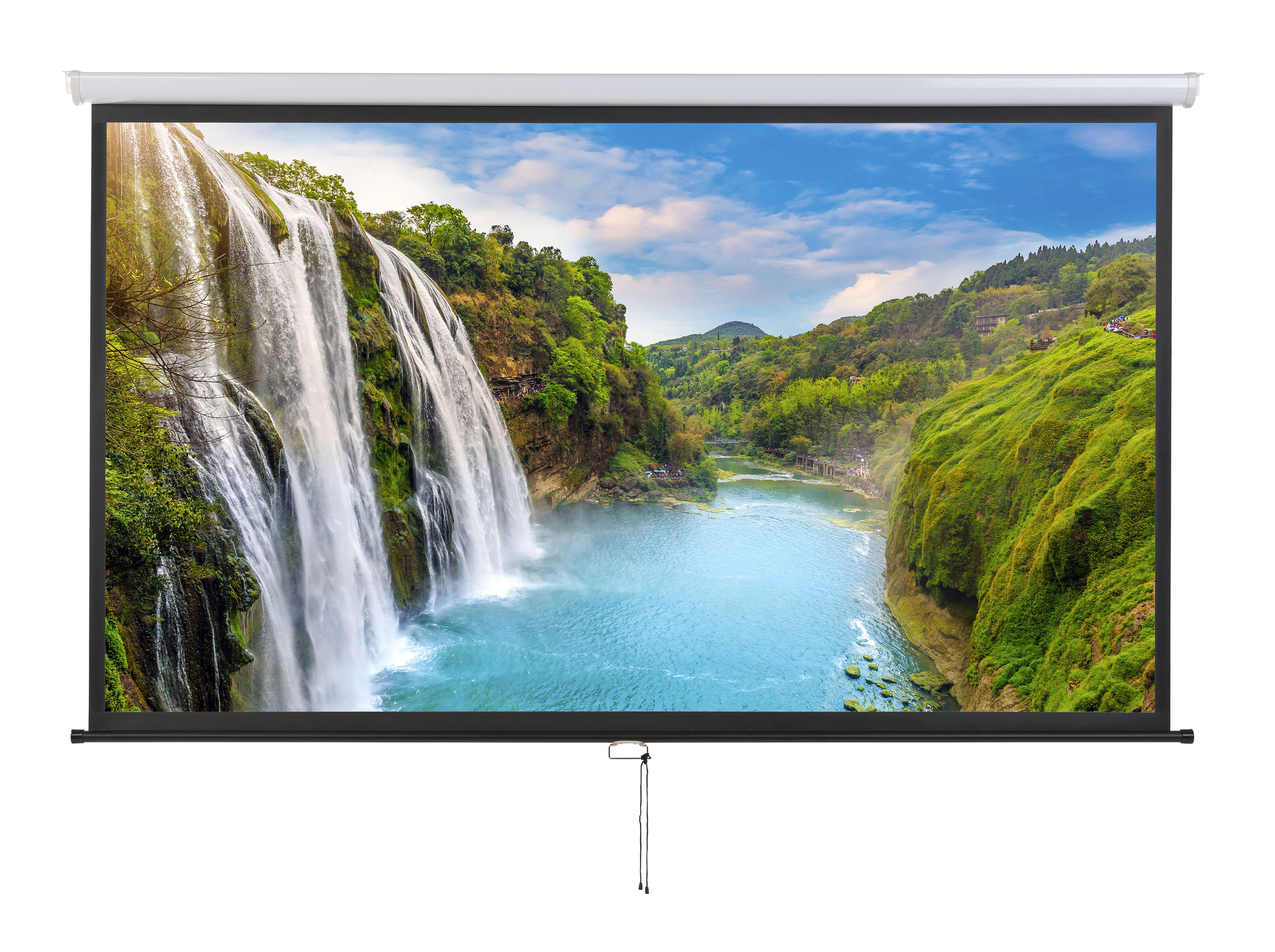 90" Wall/Ceiling Retractable Projection Screen | Auto-Locking | Displays2Go