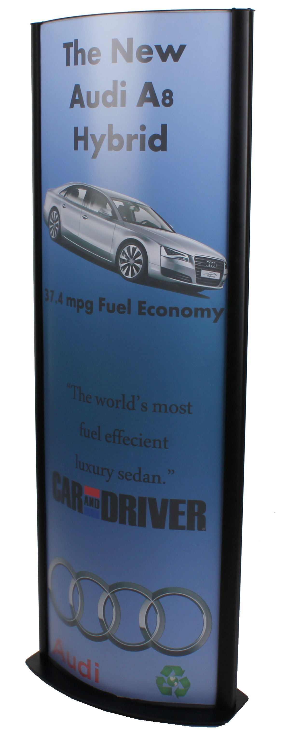 24 x 72 Curved Totem Sign Stand - Rail Bars & Swing Lens | Displays2Go