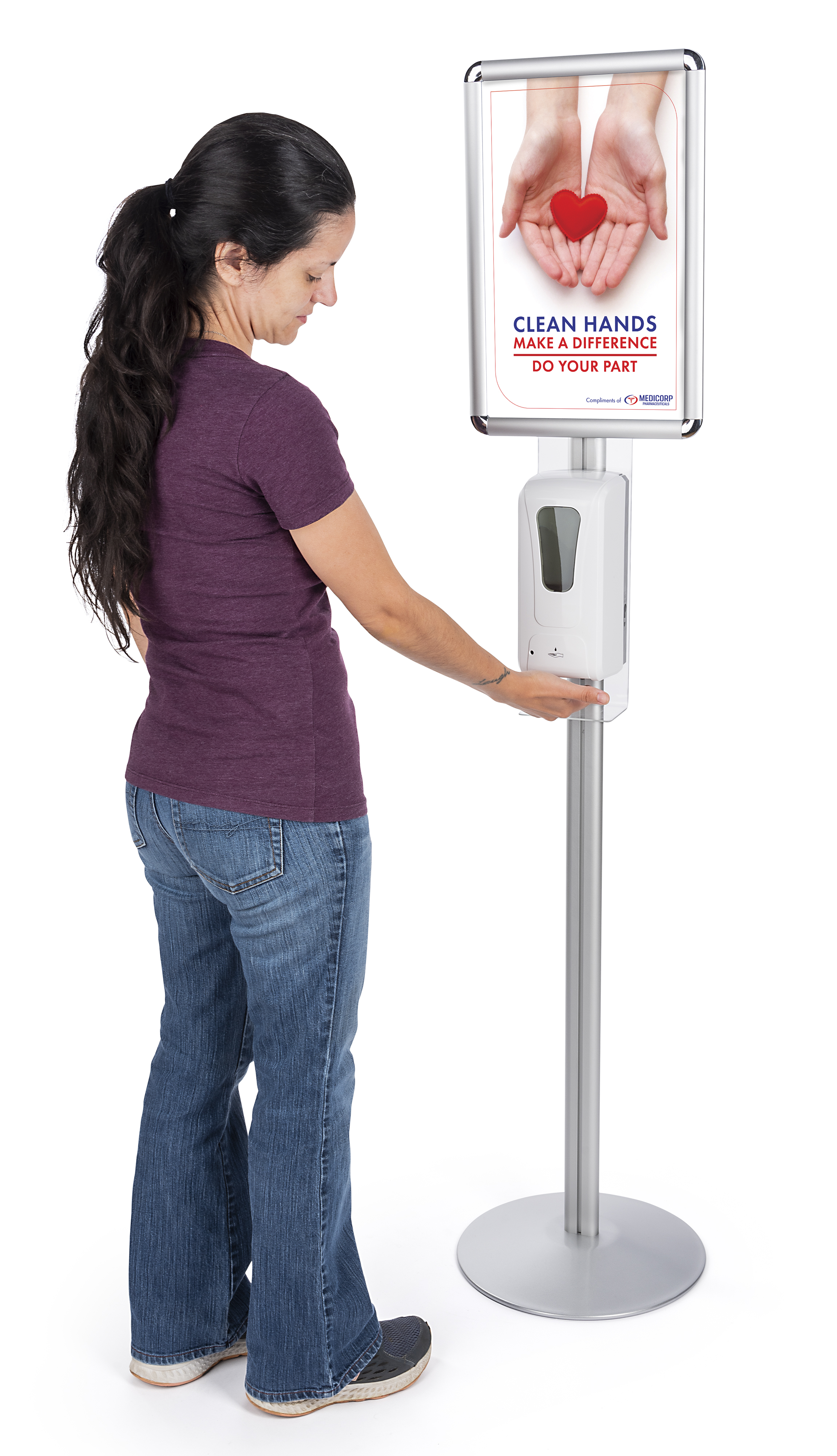 Sanitizing Stand | Automatic Touch-Free Dispenser w/ Poster Frame ...