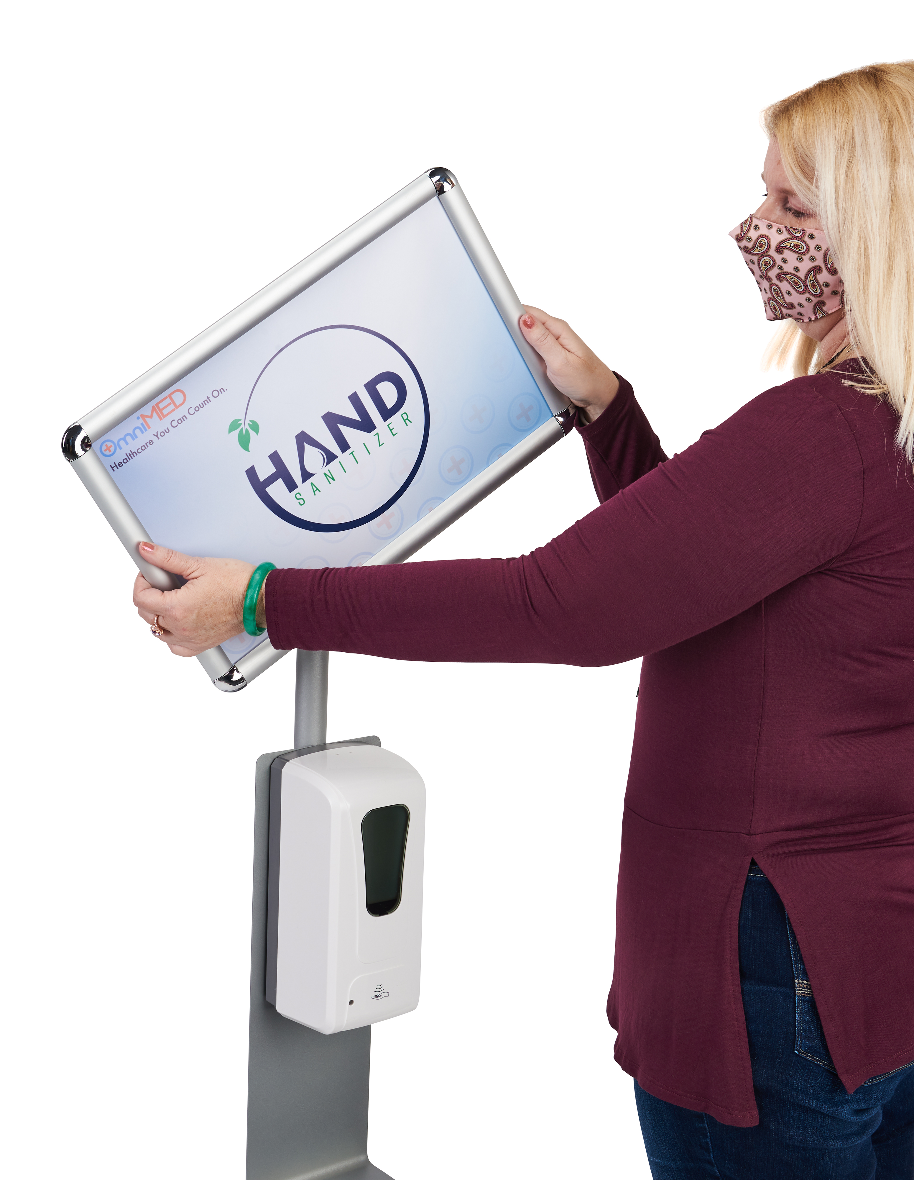 Sanitizing Stand | Automatic Touch-Free Dispenser w/ Poster Frame ...