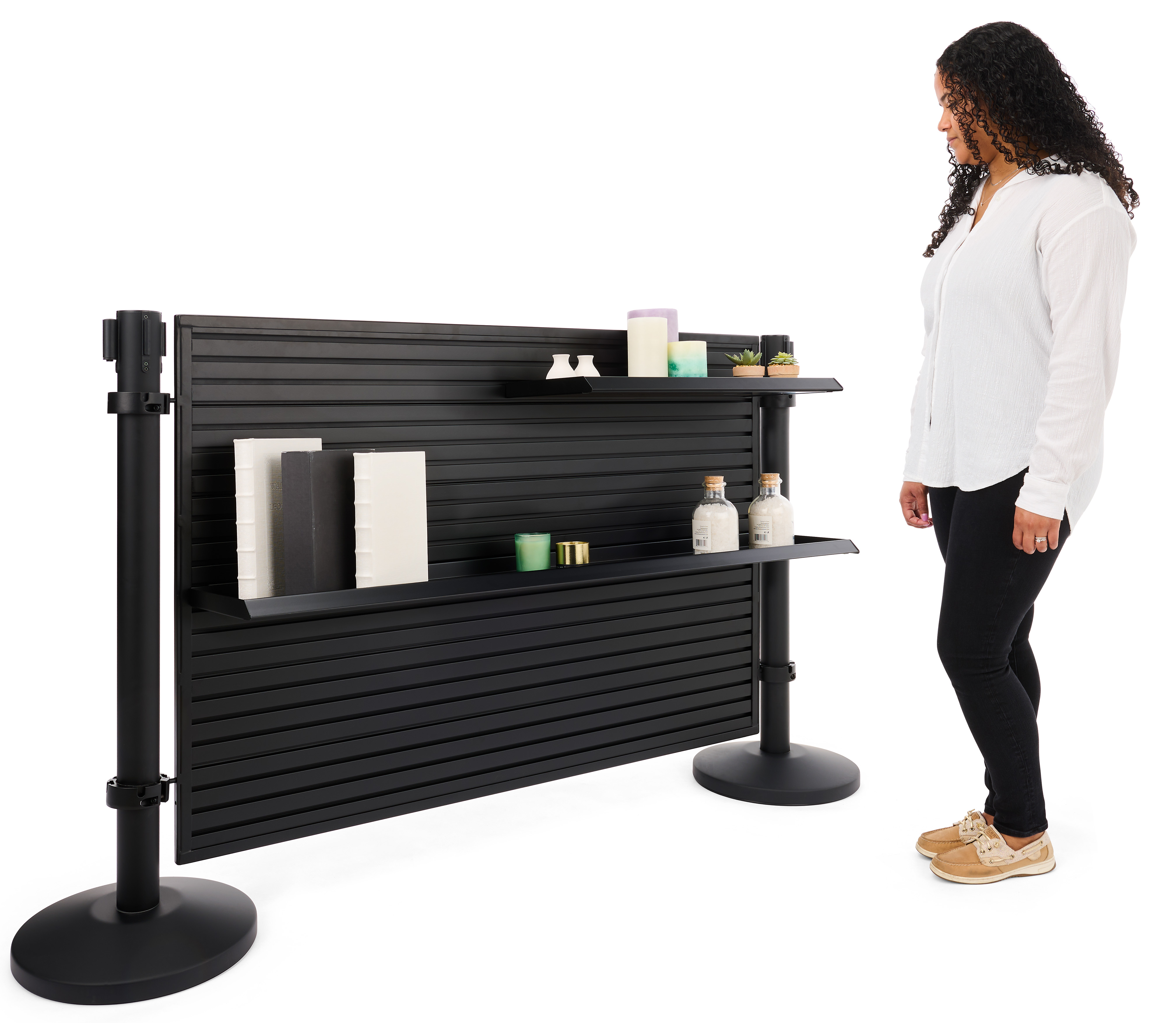 Slatwall Merchandiser | Compatible with QueuePole Stanchions | Displays2Go