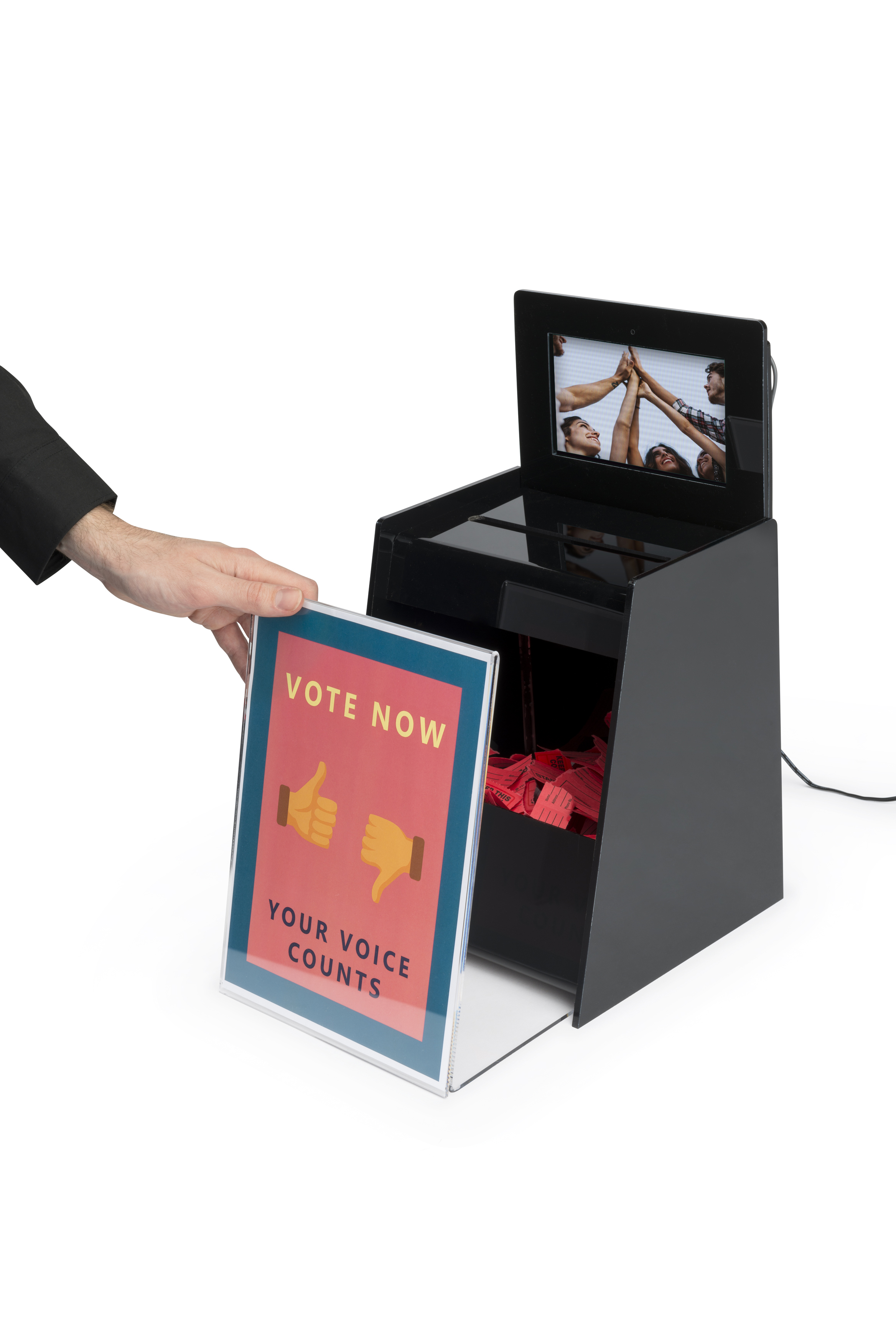 Ballot Suggestion Box with Video Screen | 8.5 x 11 Sign Area | Displays2Go