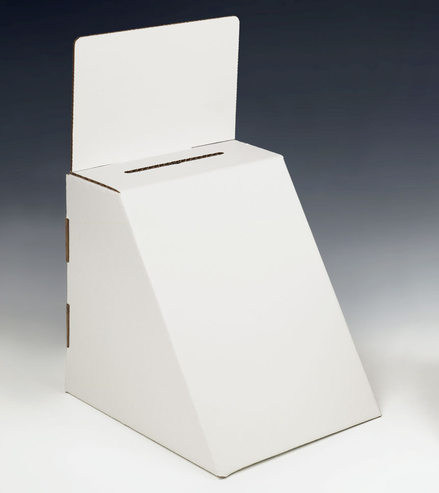 White Cardboard Contest Box | Medium Sized Container | Displays2Go