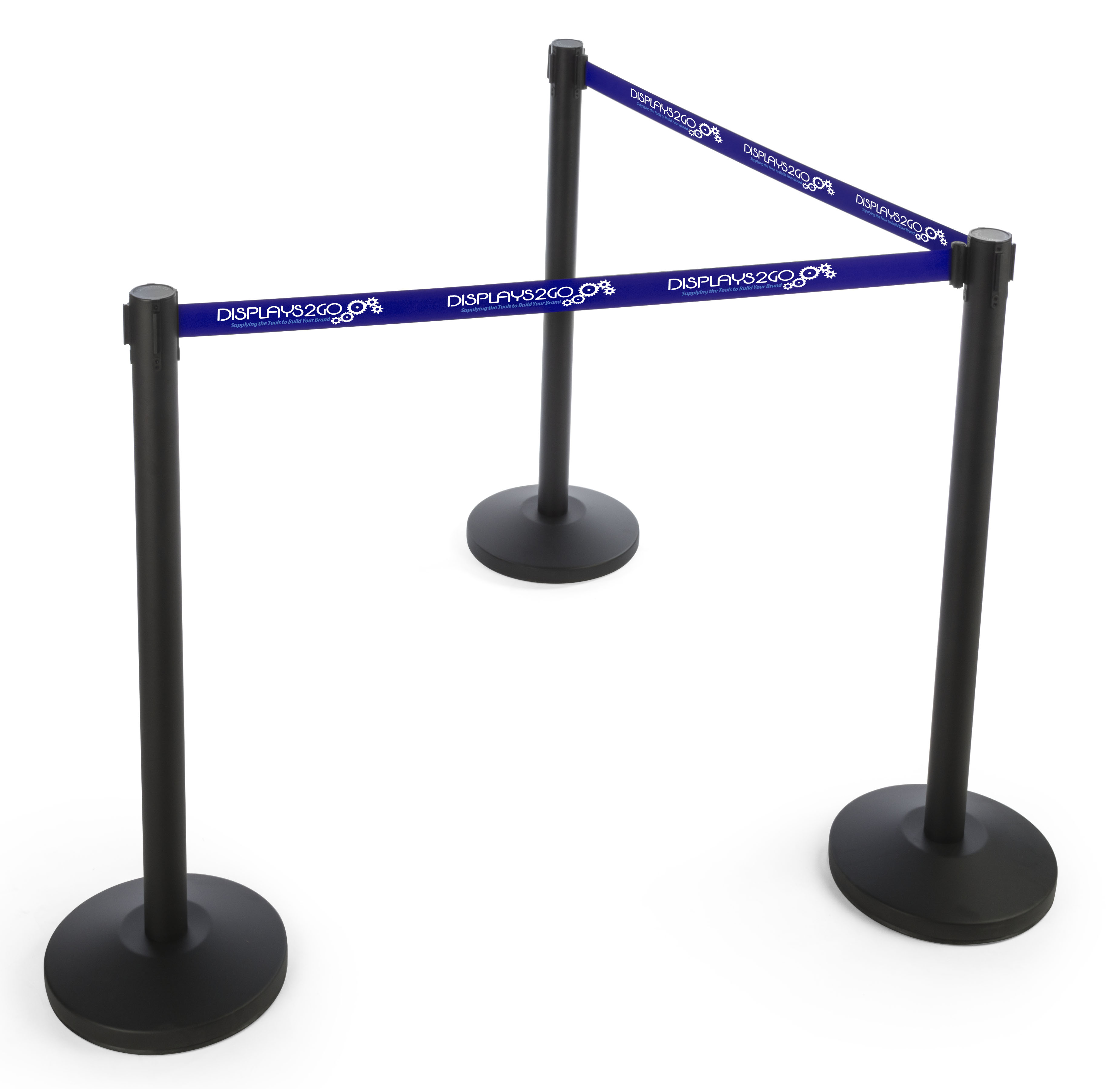 Stanchion with Blue Printed Belt | 2 Color Printing | Displays2Go