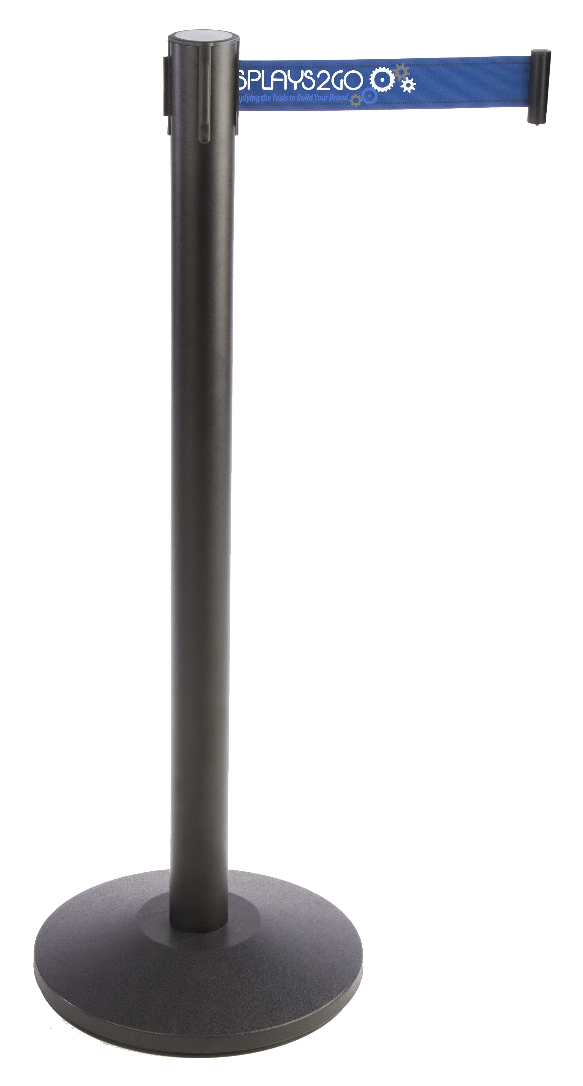 Stanchion with Blue Printed Belt | 3 Color Printing | Displays2Go