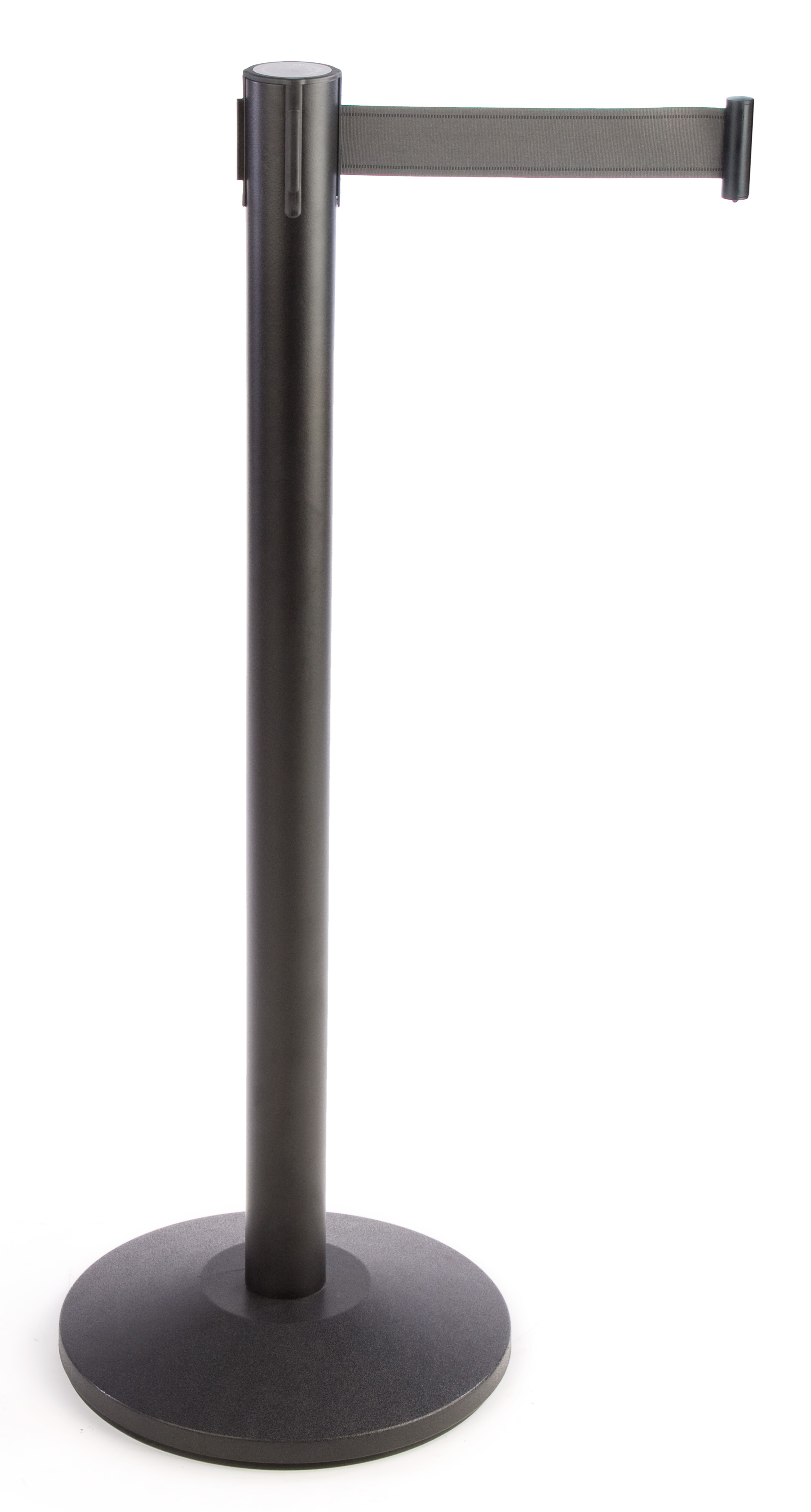 Black Crowd Control Post - 9' 7" Gray Belt | Displays2go