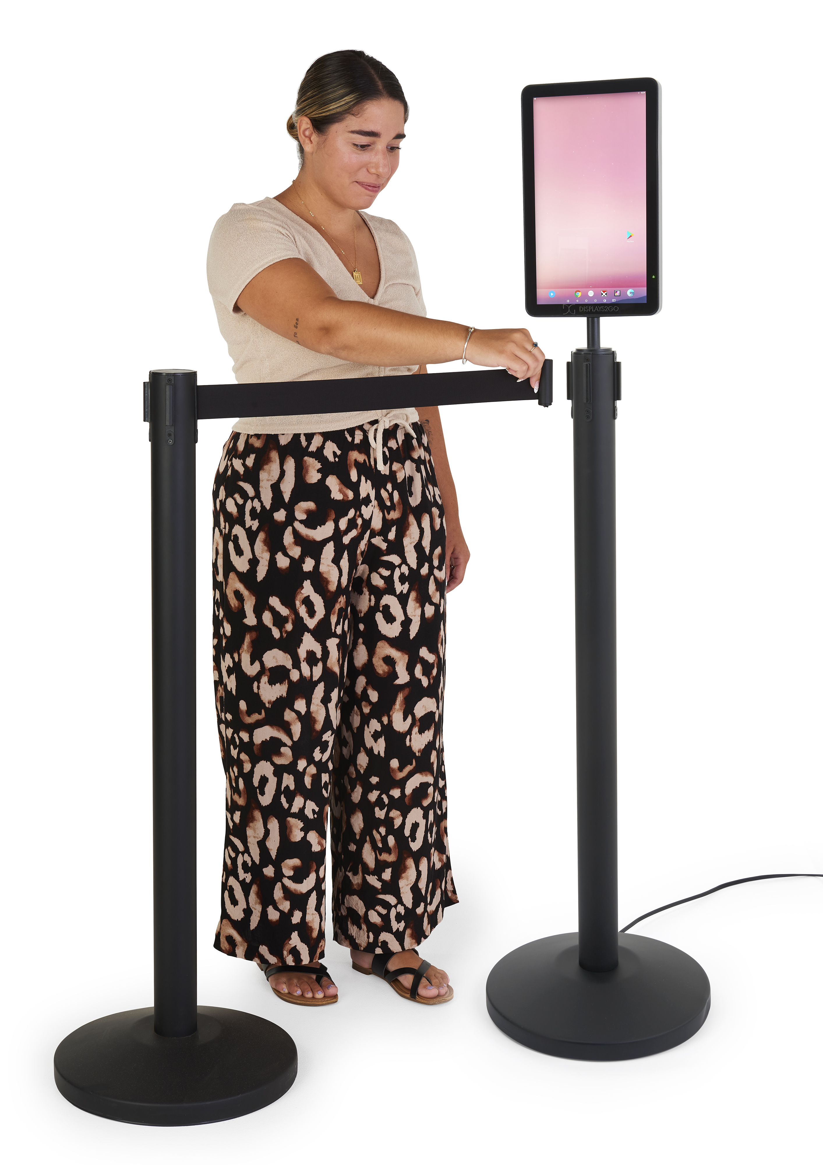 Floor Standing Digital Sign Stanchion | Android 7.1 OS | Displays2Go