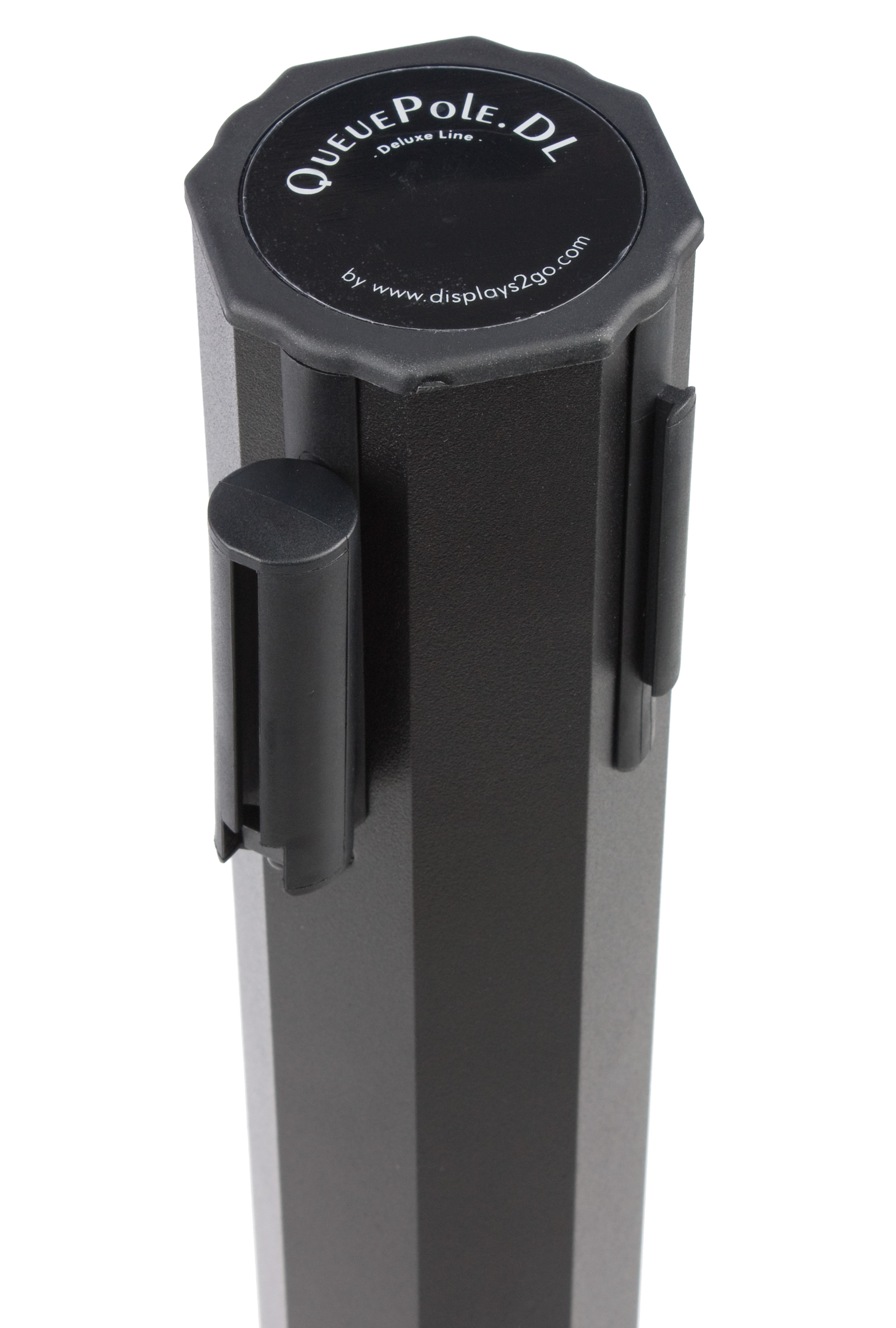 Matte Black Octagonal Stanchions w/Black Belt | Displays2Go