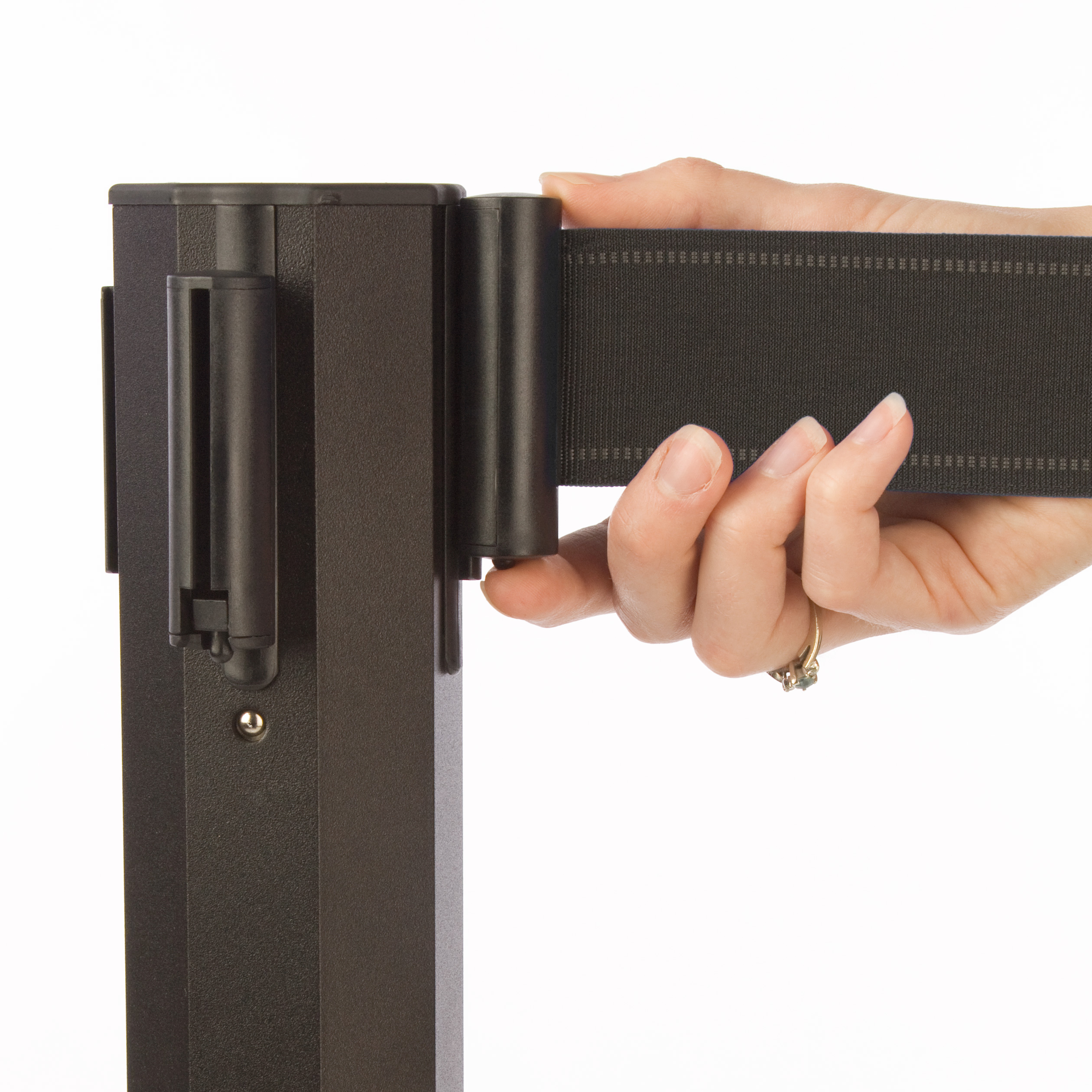 Matte Black Octagonal Stanchions w/Black Belt | Displays2Go