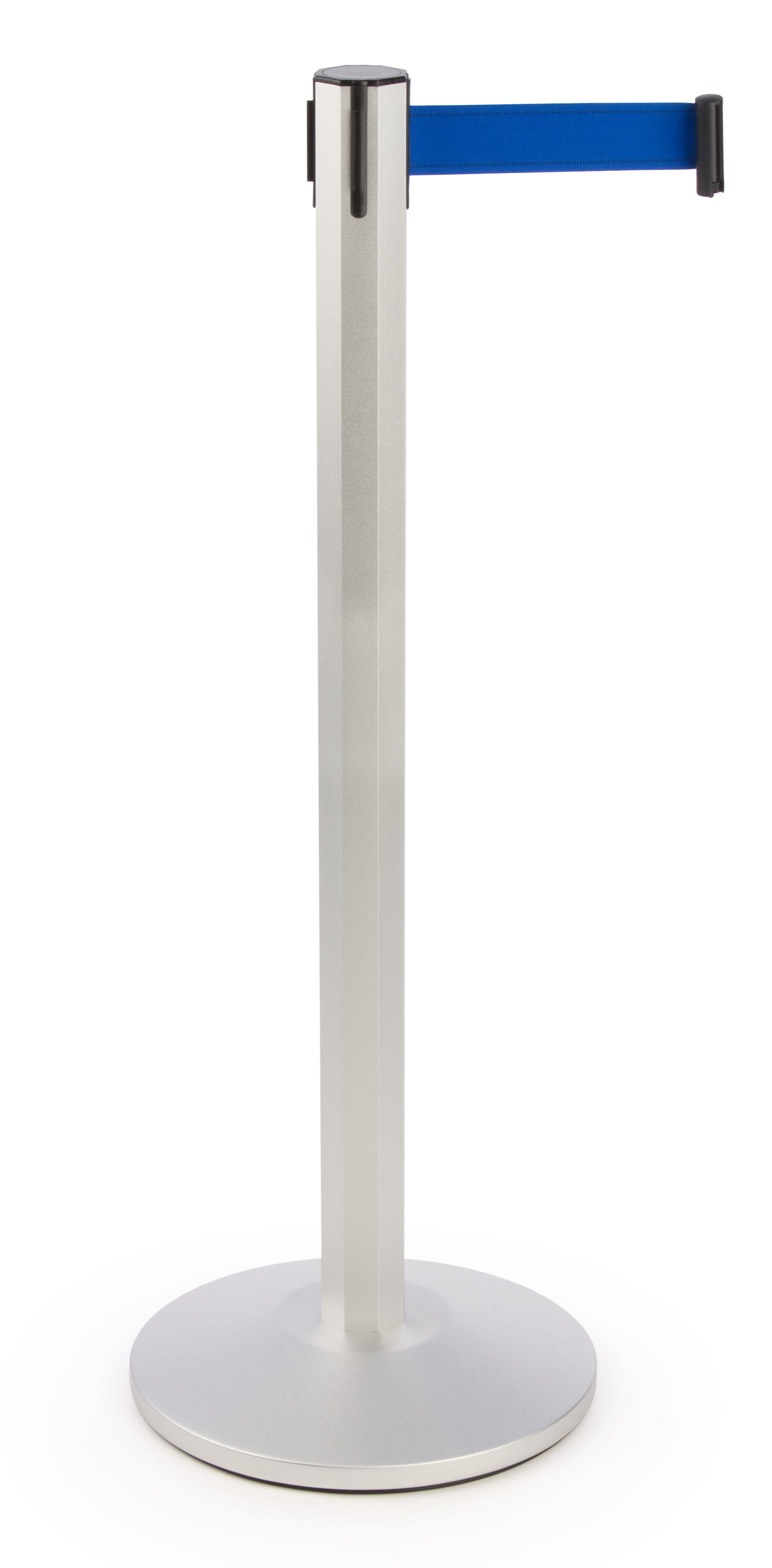 Octagonal Crowd Control Barrier - Sparkling Silver/Blue Belt | Displays2go