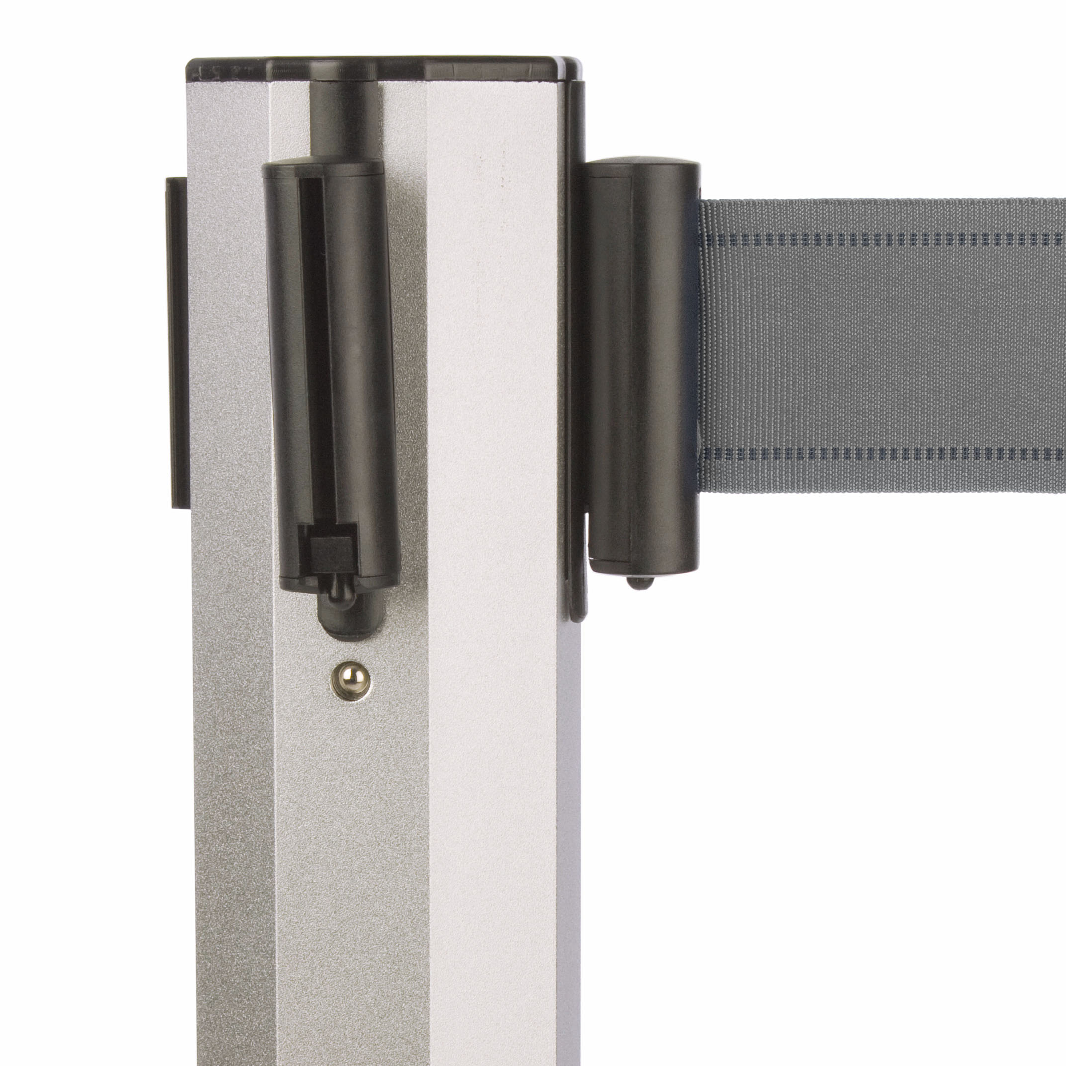 Octagonal Crowd Control Barrier - Silver w/Gray Belt | Displays2Go