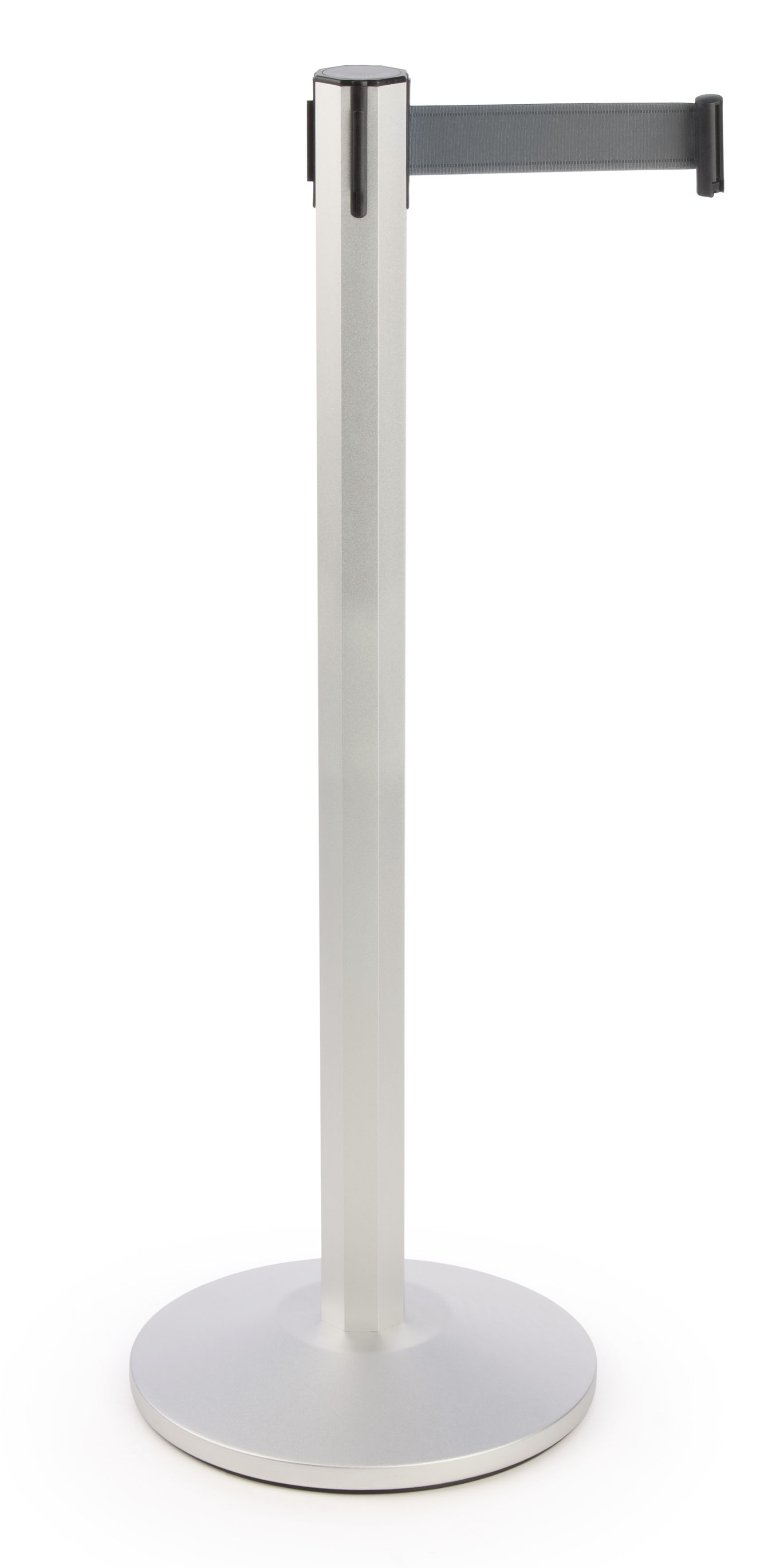 Octagonal Crowd Control Barrier - Silver w/Gray Belt | Displays2Go