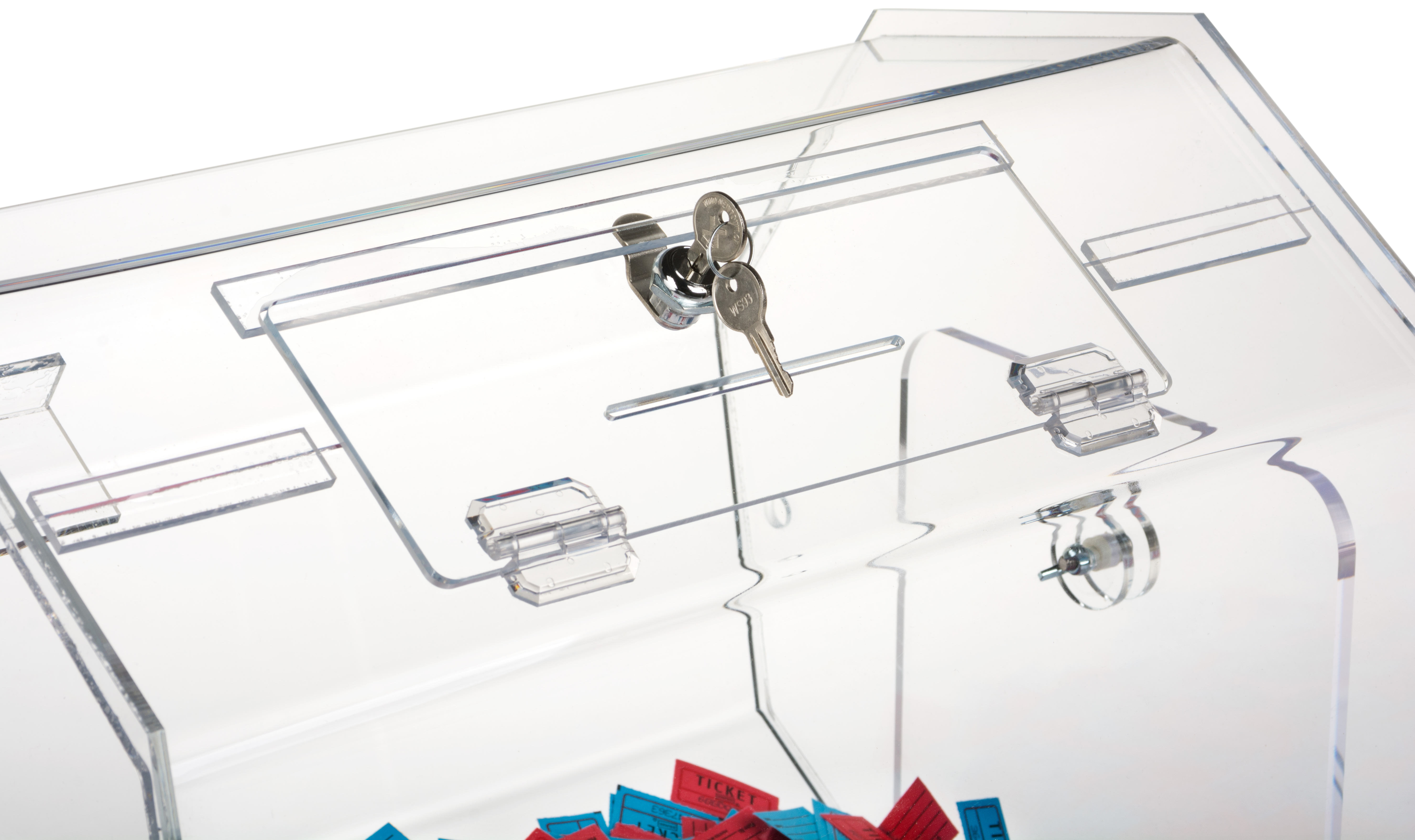 Raffle Ticket Tumbler | Locking Hinged Door & Countertop Base | Displays2Go