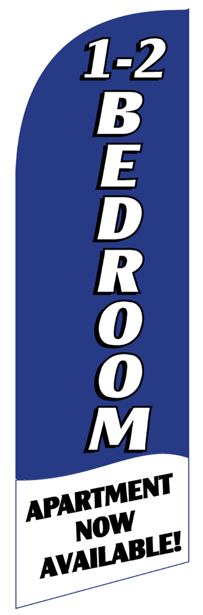 1-2 BEDROOM Blue Feather Banner | For Outdoor Use | Displays2Go