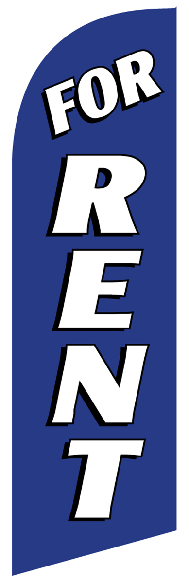 FOR RENT Blue Advertising Flag Banner | For Ground Spike Base | Displays2Go