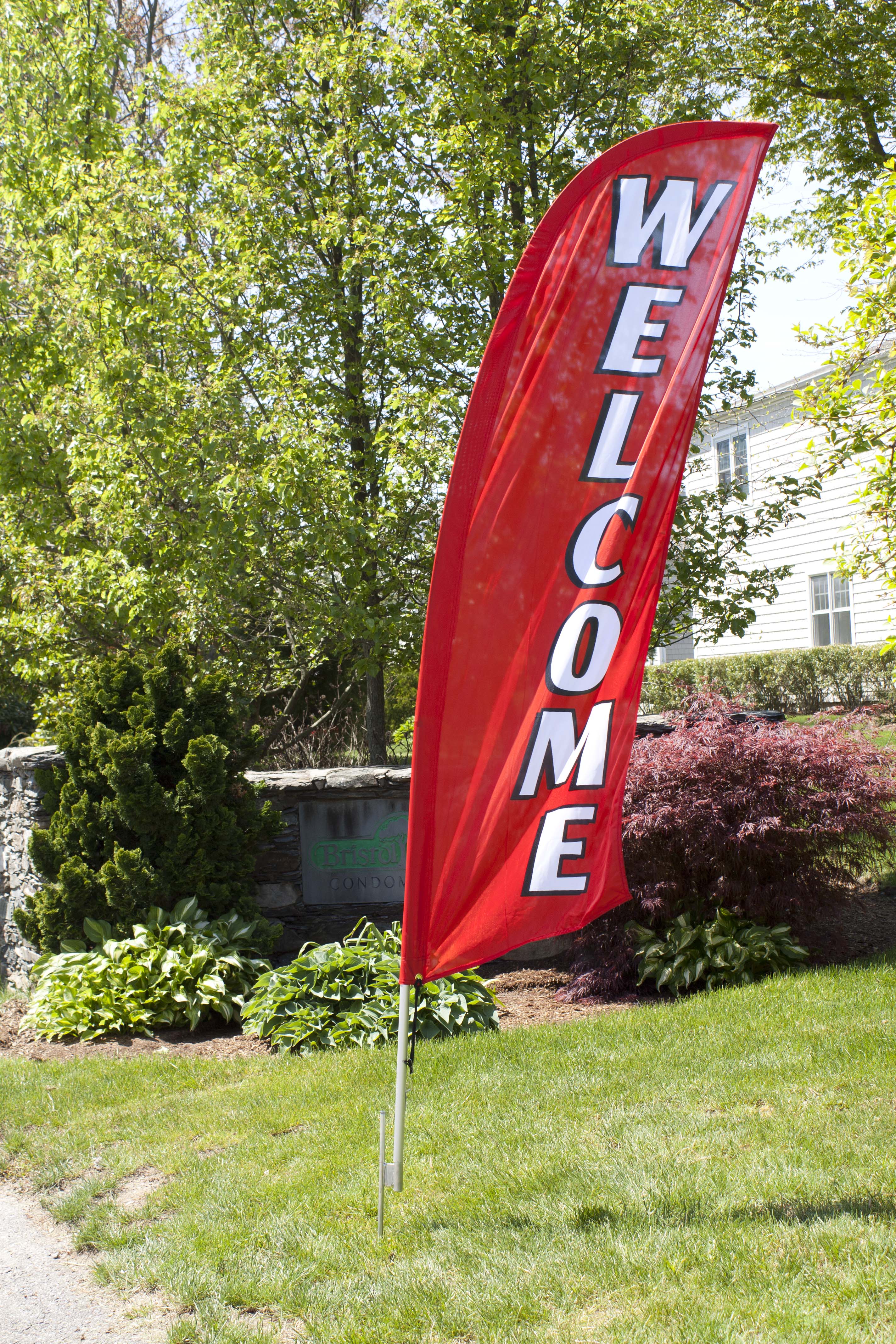 Red Swooper Flag w/ Welcome Message | Open House & Store Signage ...