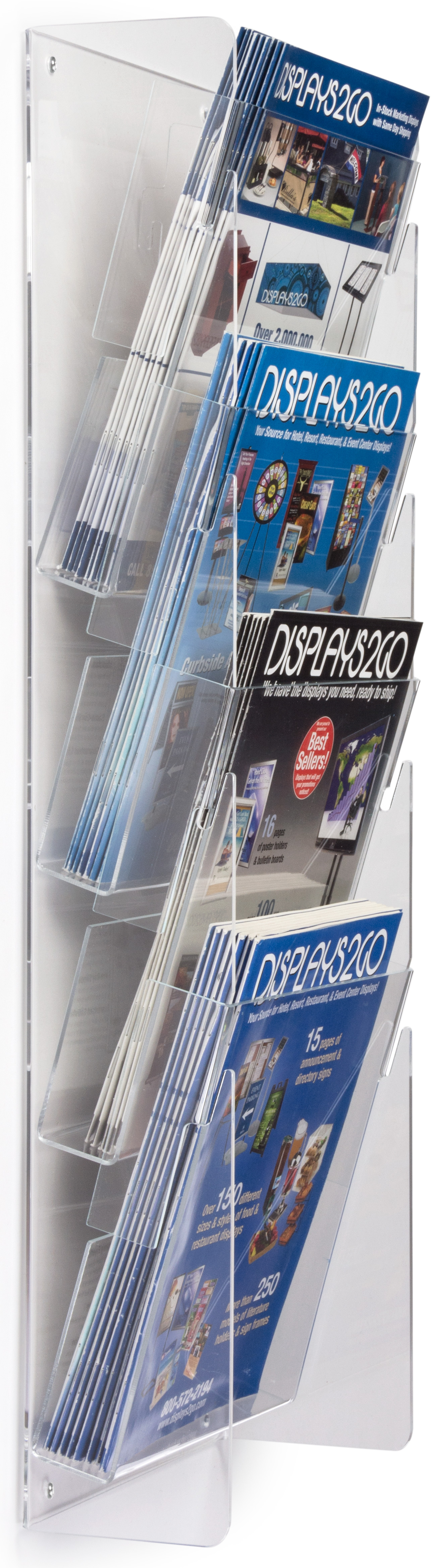 Plastic Magazine Rack | Wall Mounting w/ 4 Pockets | Displays2Go