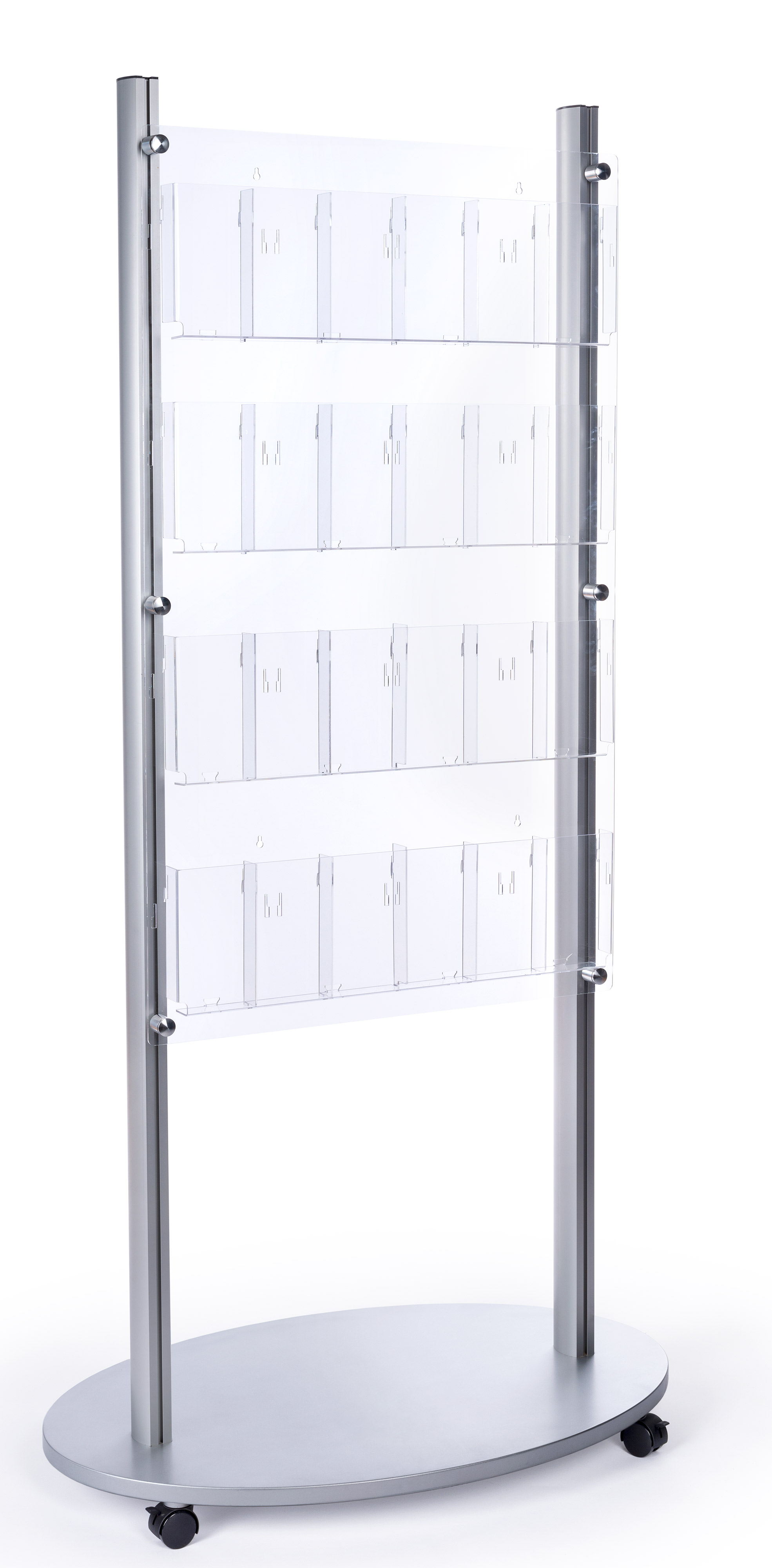 Adjustable 4-Tier Floor Magazine Stand | 12-24 Pockets | Displays2Go