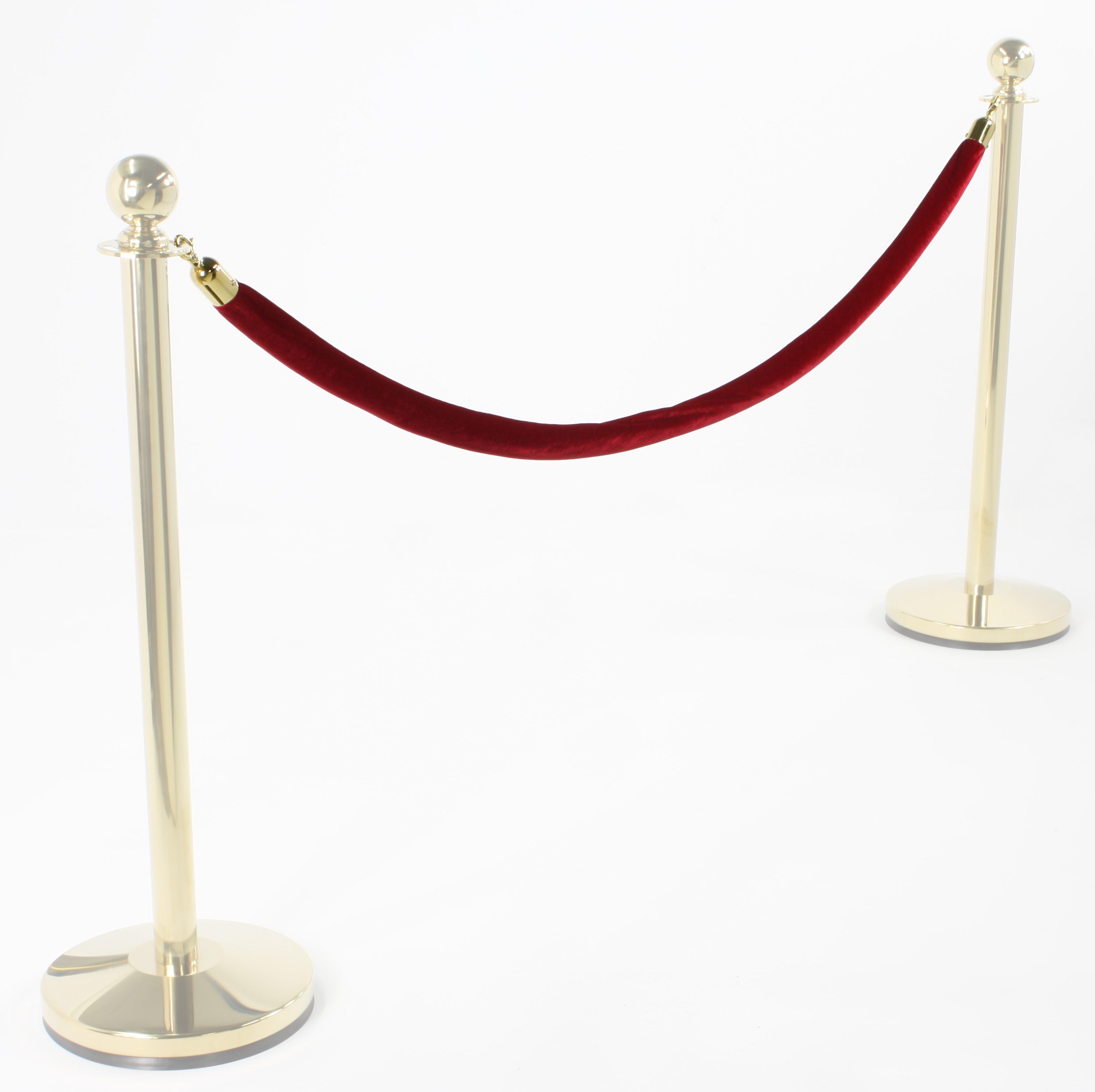 Burgundy Velvet Crowd Control Rope - Brass Ends | Displays2Go