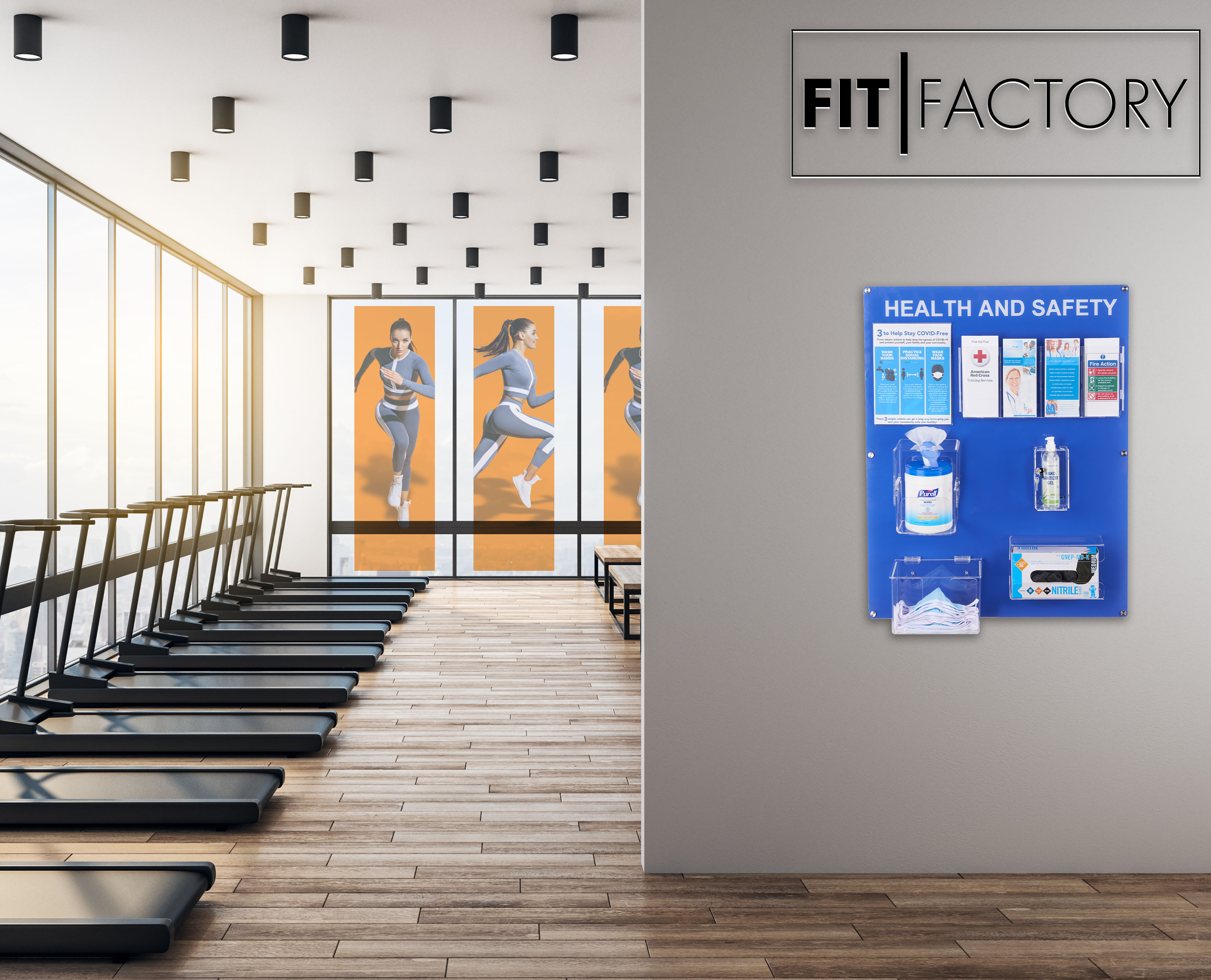 Mounted Acrylic Health & Safety Wall Board | PPE Dispensers | Displays2Go