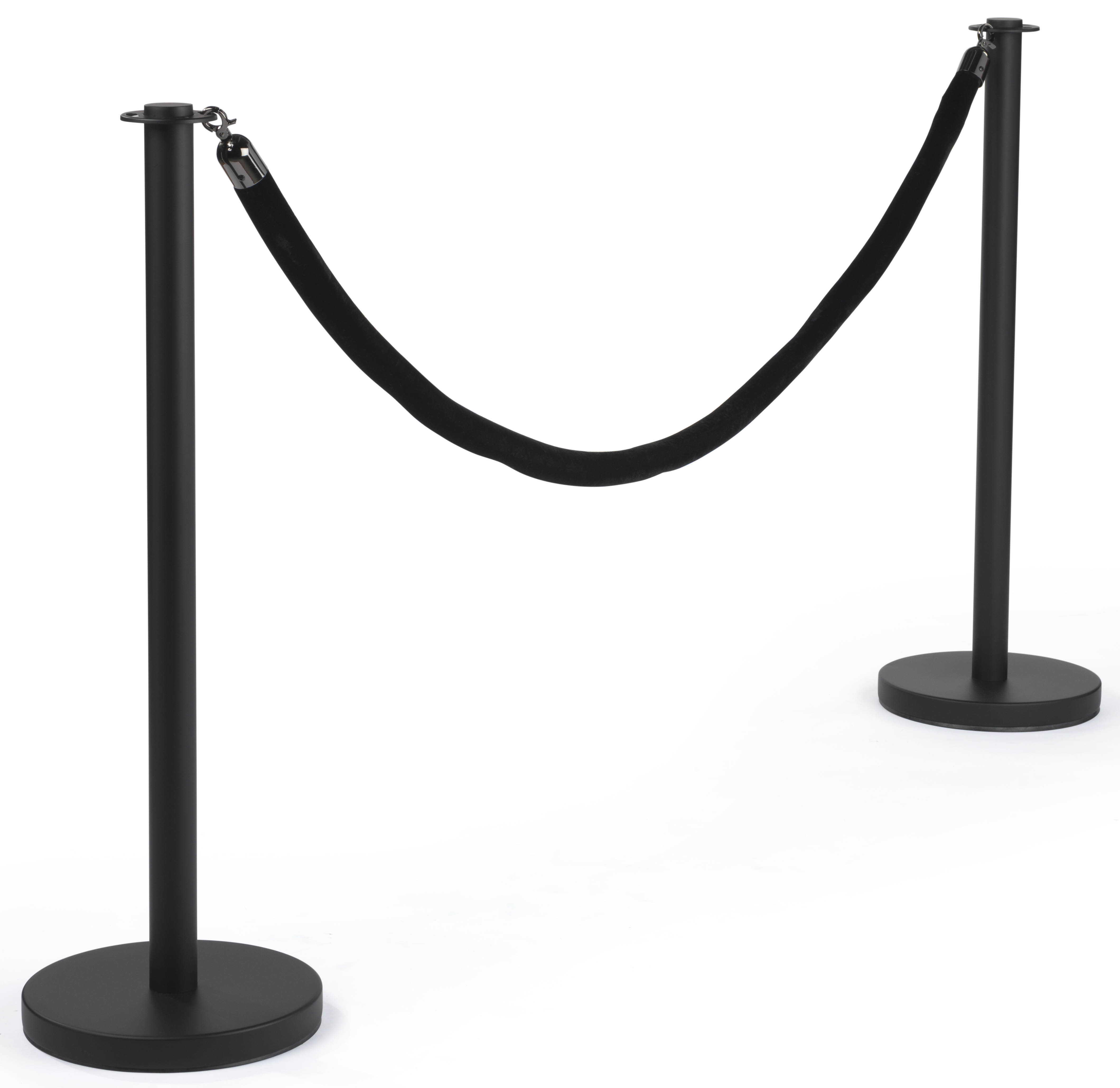 Black Queue Stand with Black Rope | 2 Poles Included | Displays2Go