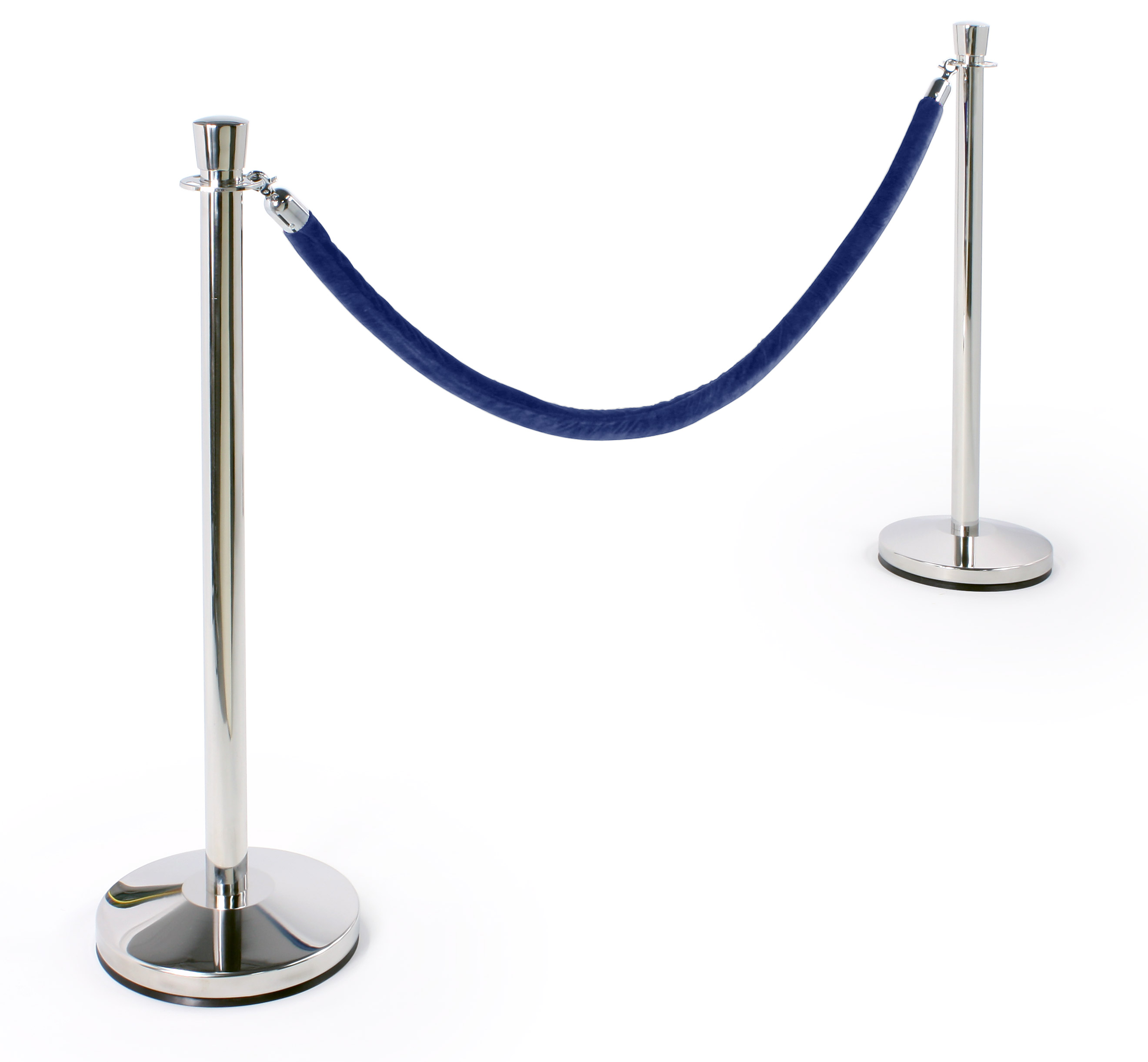 Dual Chrome Post Stanchion Set - Blue Velvet Rope | Displays2Go