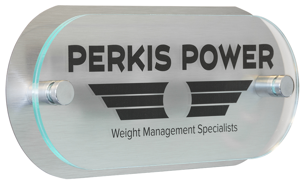 Door Sign with Brushed Aluminum Backer | 10” x 4” Oval | Displays2Go