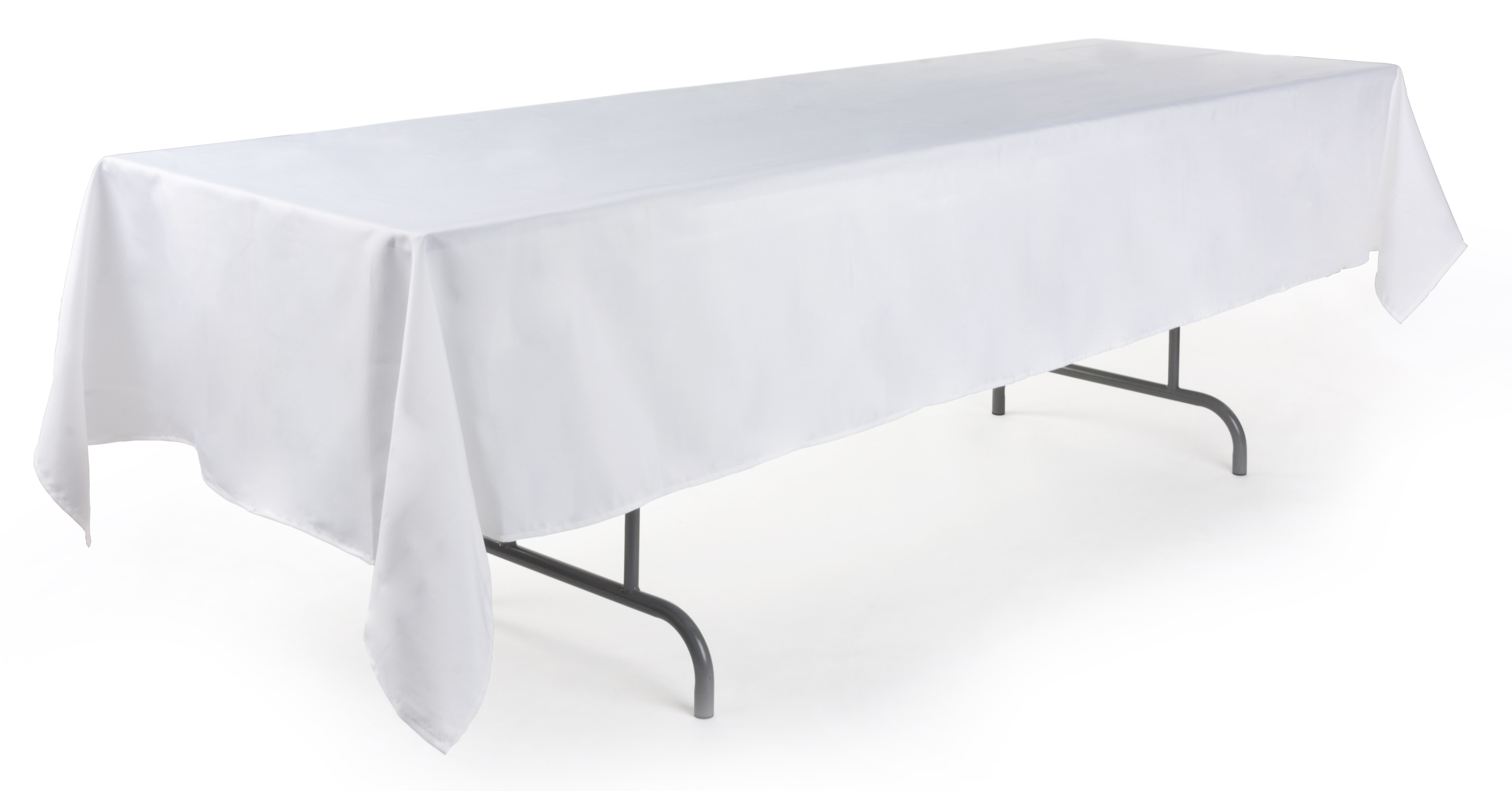 White Rectangular Polyester Tablecloth | 126" x 60" | Displays2Go