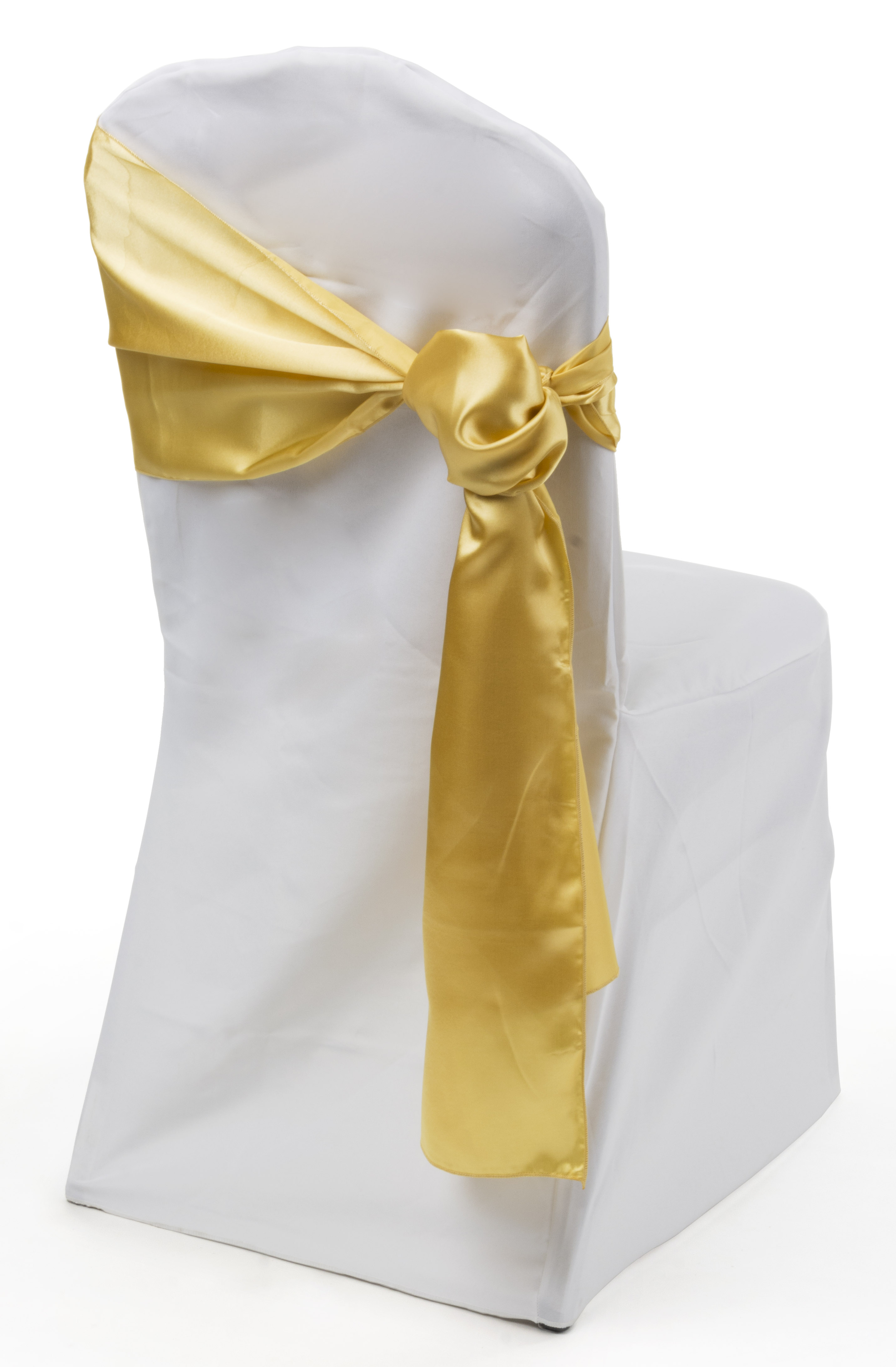 Satin Chair Sashes | 12 x 108 Gold Wedding Linens | Displays2Go