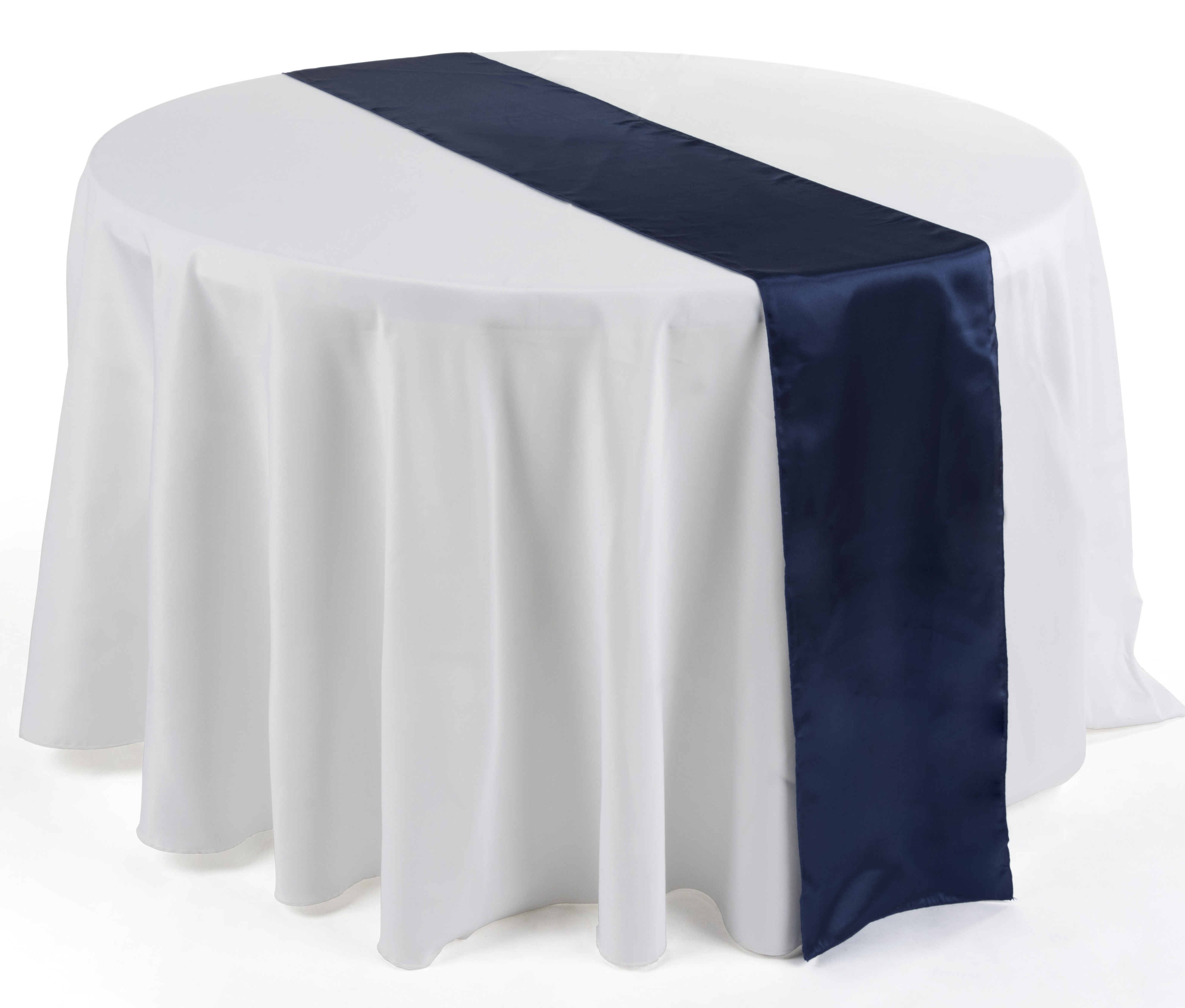 Navy Blue Satin Table Runners | 12 x 108 Overlays for Weddings ...