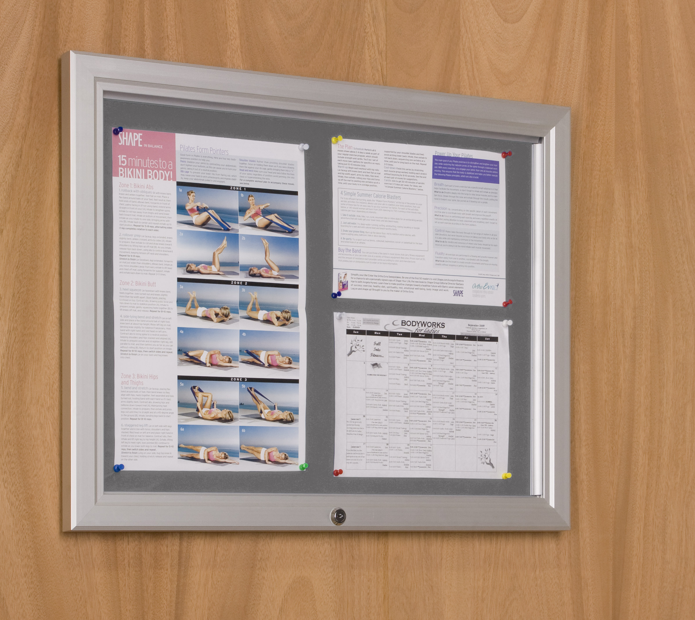 This Fabric Covered Tackboard has a Locking Door! Corkboards are ...
