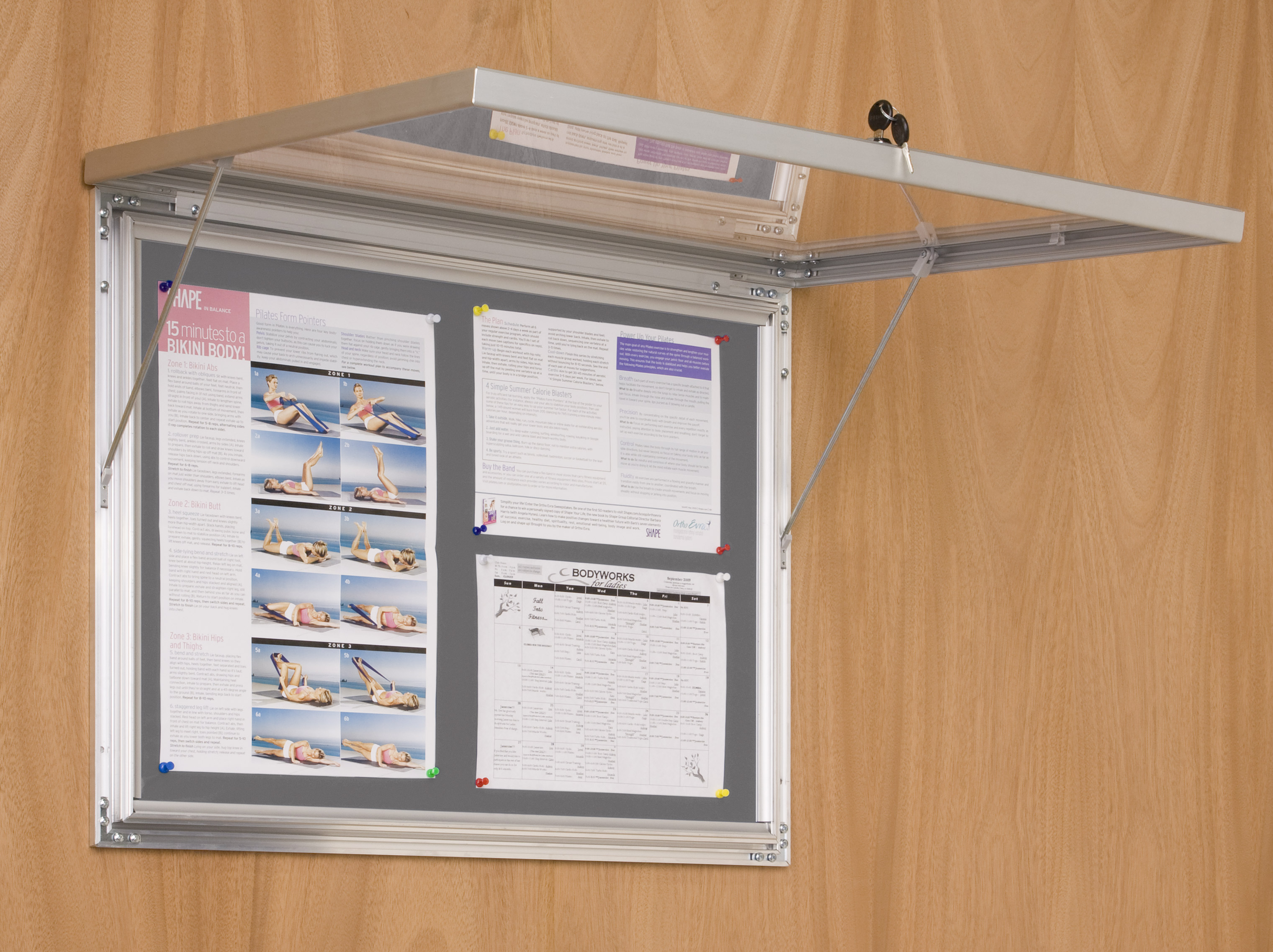 This Fabric Covered Tackboard has a Locking Door! Corkboards are ...